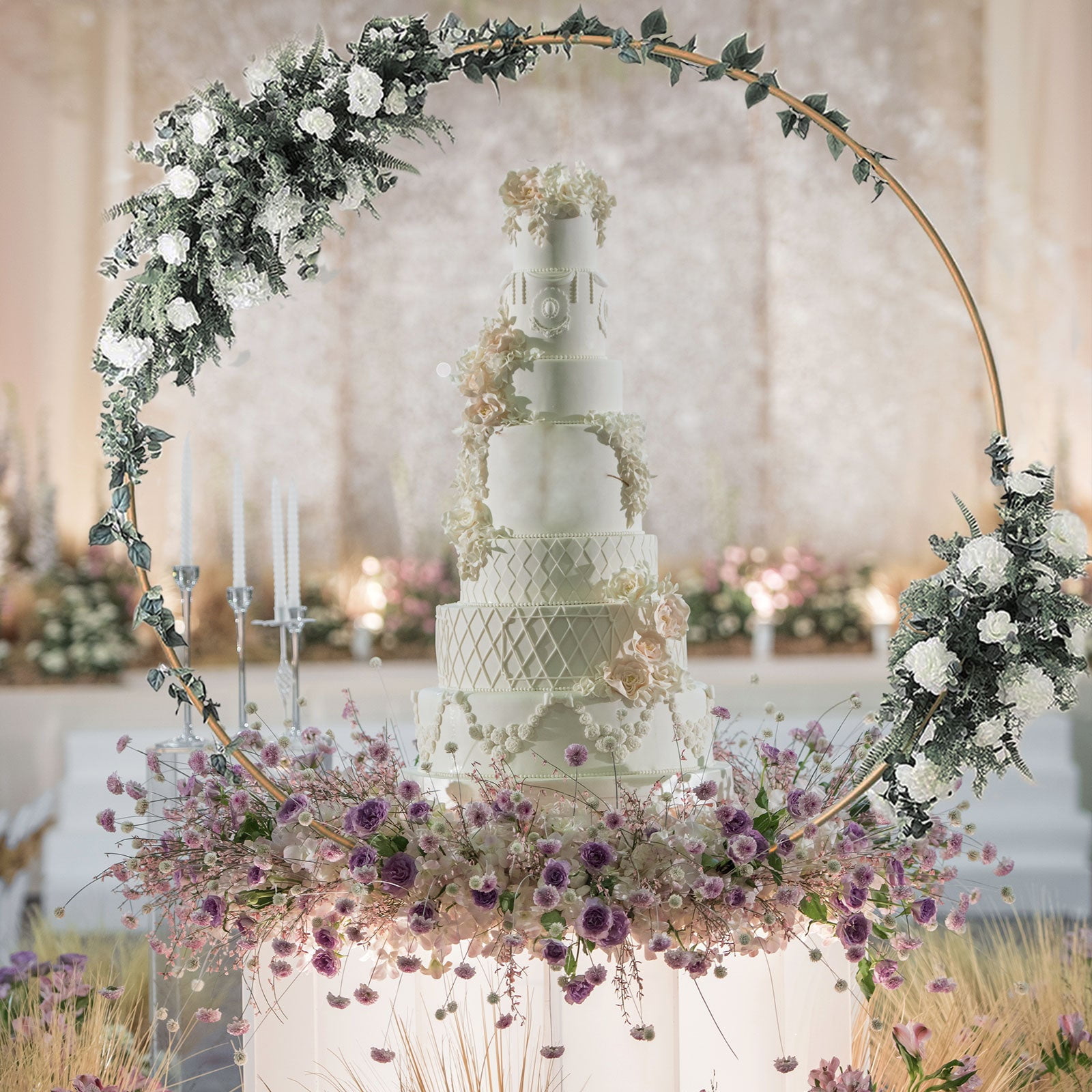 Efavormart 4ft Gold Metal Balloon Circle, Flower Frame Backdrop Stand ...