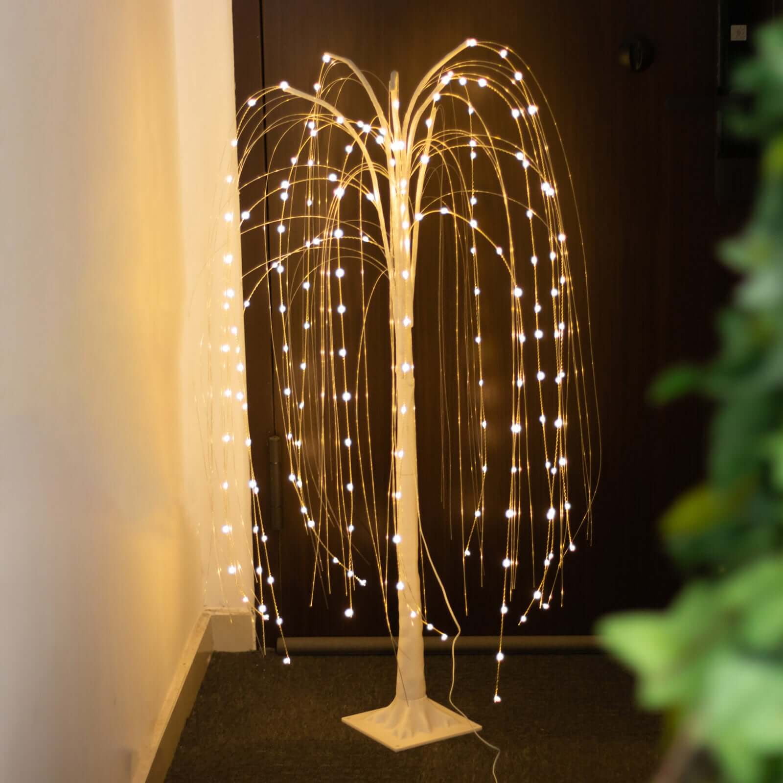 Efavormart 4ft Warm White 180 LED Fairy Lighted Artificial Weeping ...