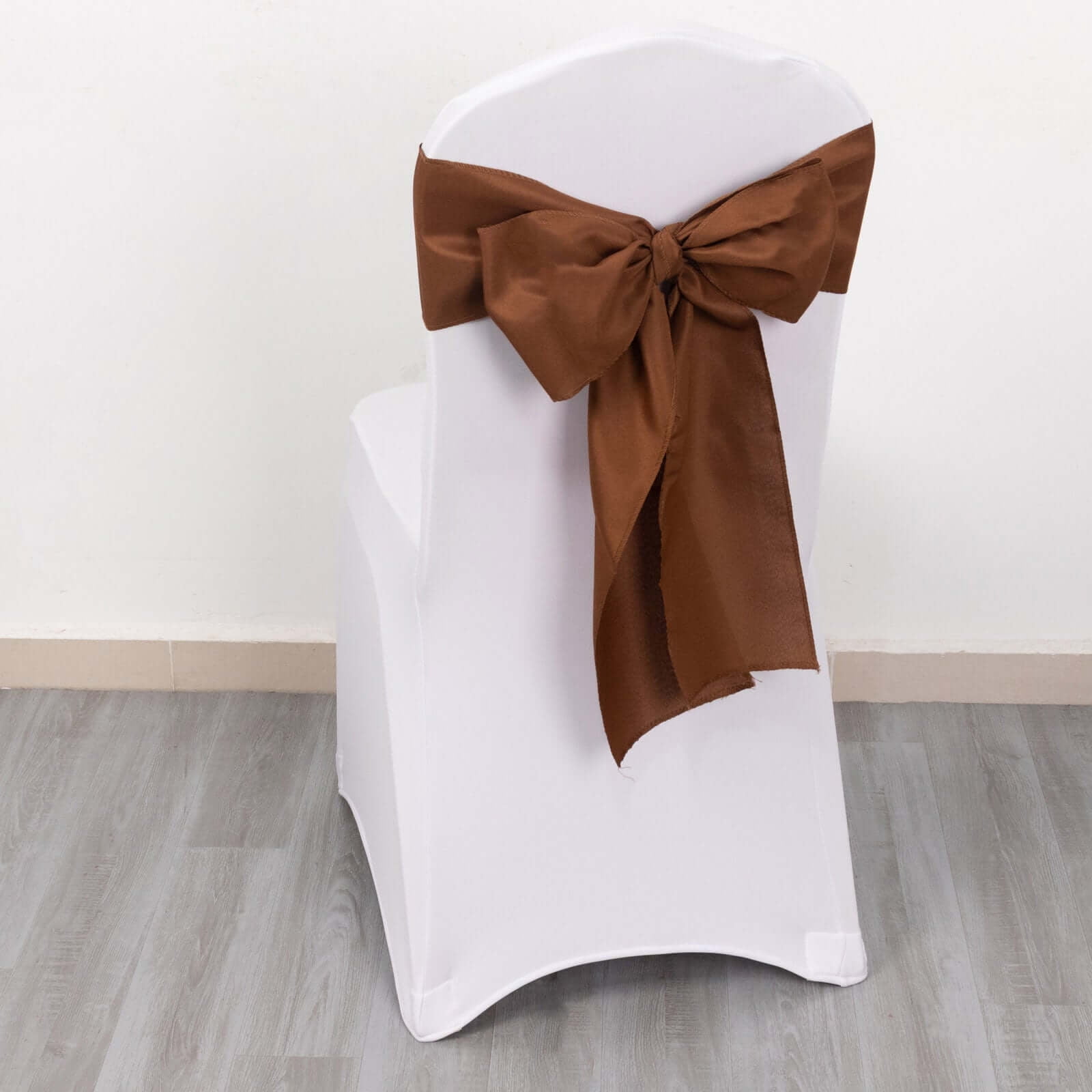 Efavormart 5 PCS Cinnamon Brown Polyester Chair Sashes Tie Bows for ...