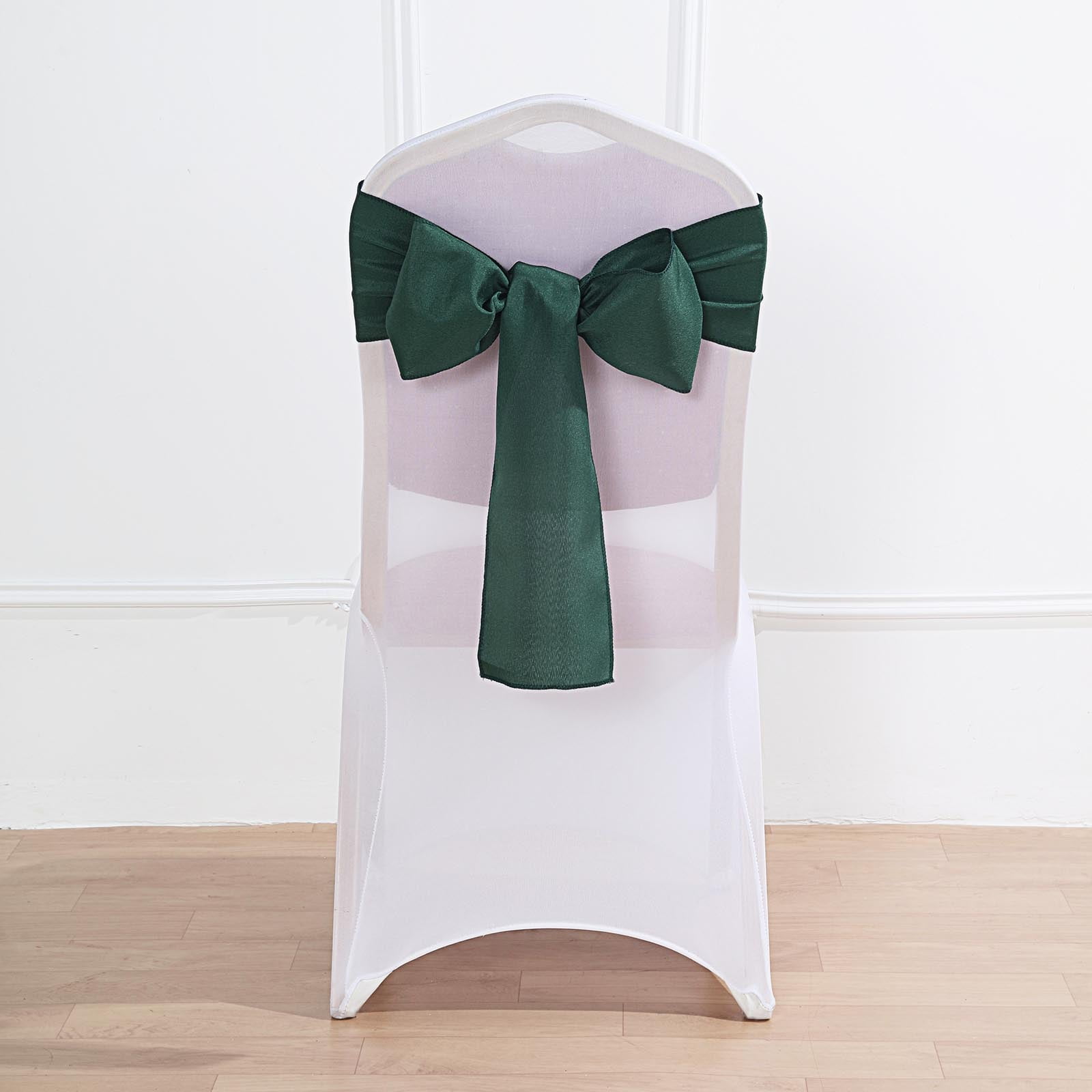 Efavormart 5 PCS HUNTER GREEN Polyester Chair Sashes Tie Bows for ...