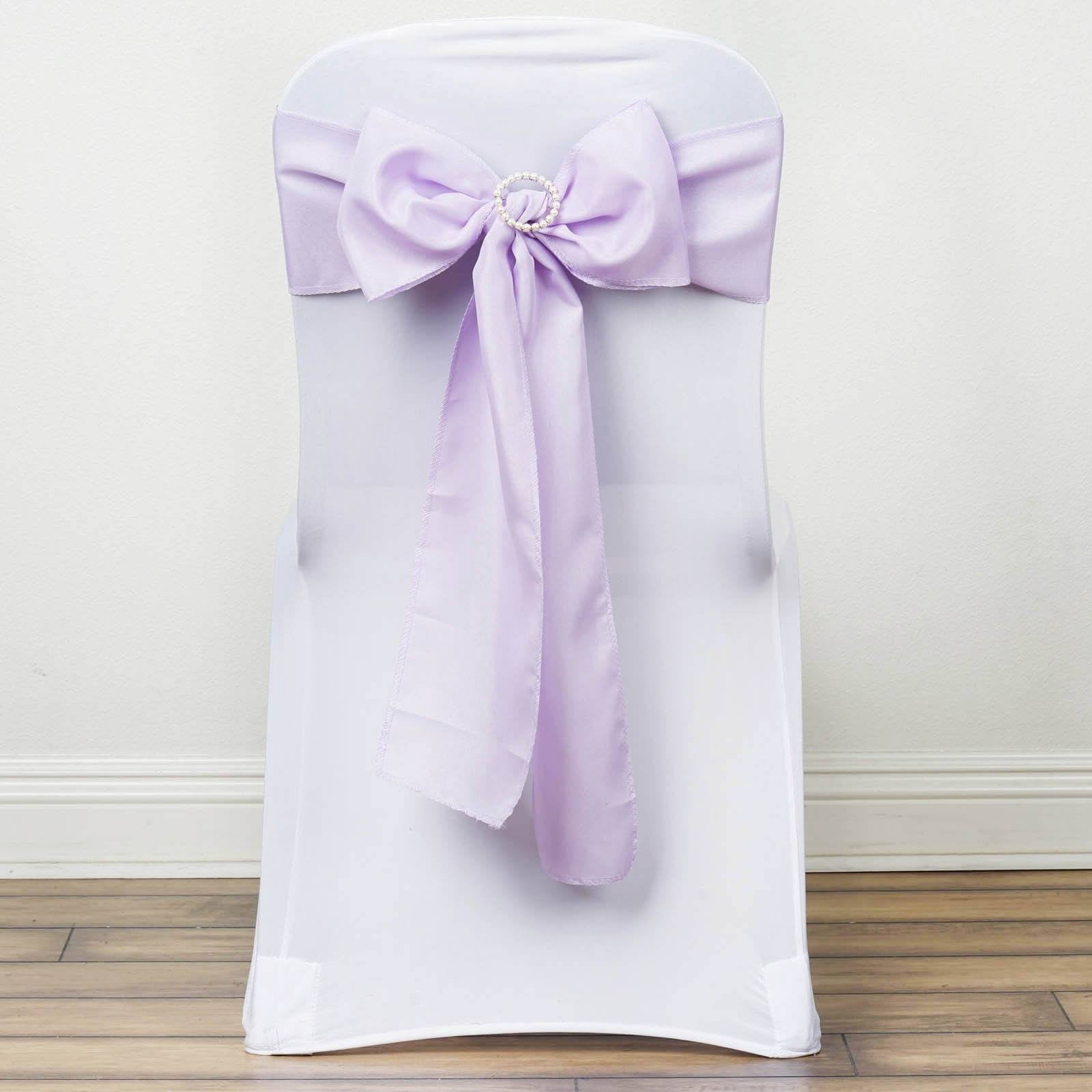 Efavormart 5 PCS LAVENDER Polyester Chair Sashes Tie Bows for Wedding ...
