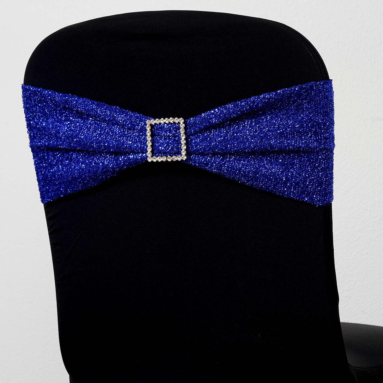 Efavormart 5 PCS Royal Blue Metallic Shiny Glittered Spandex Chair ...