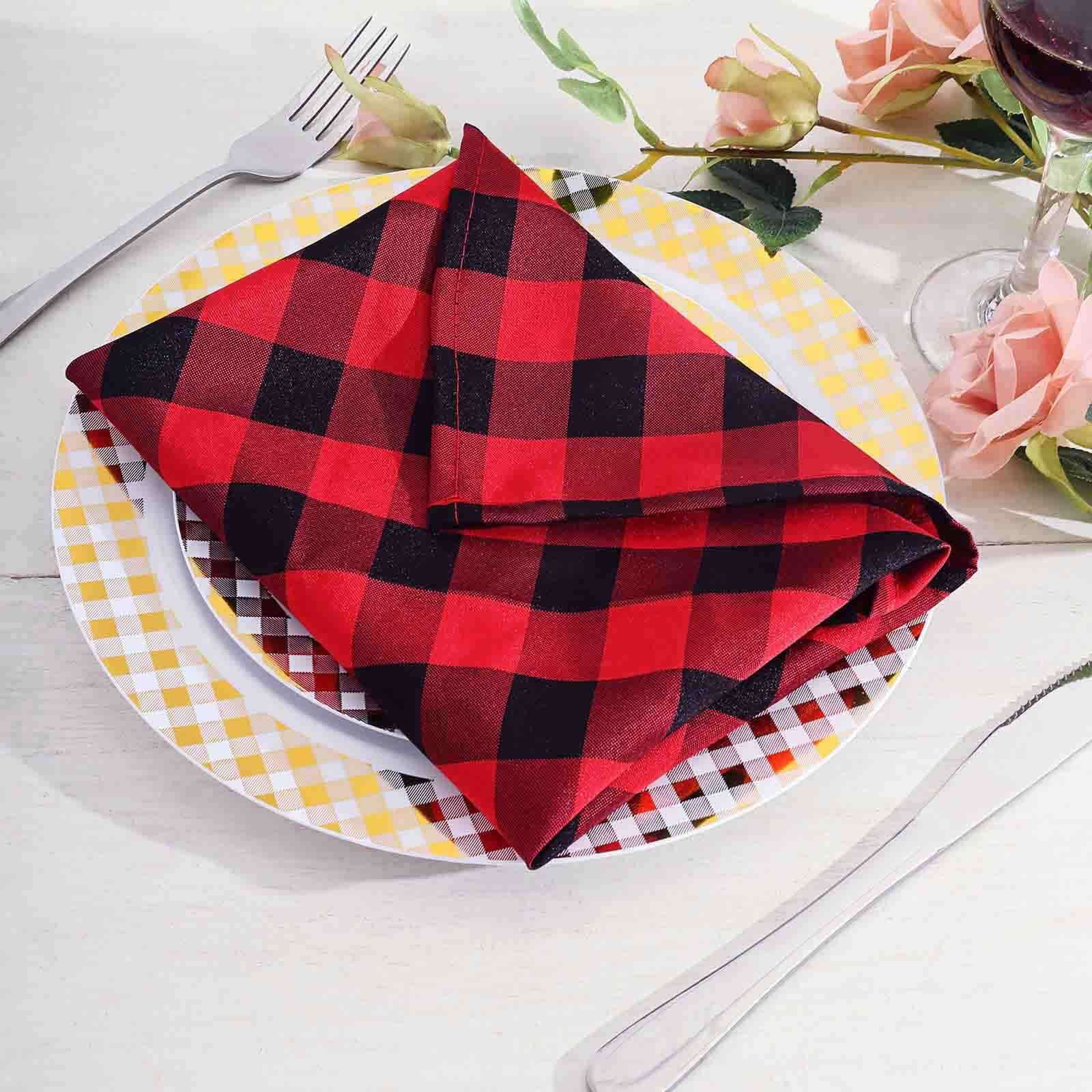 Efavormart 5 Pack | 15"x15" | Buffalo Plaid Napkins | Checkered Gingham ...
