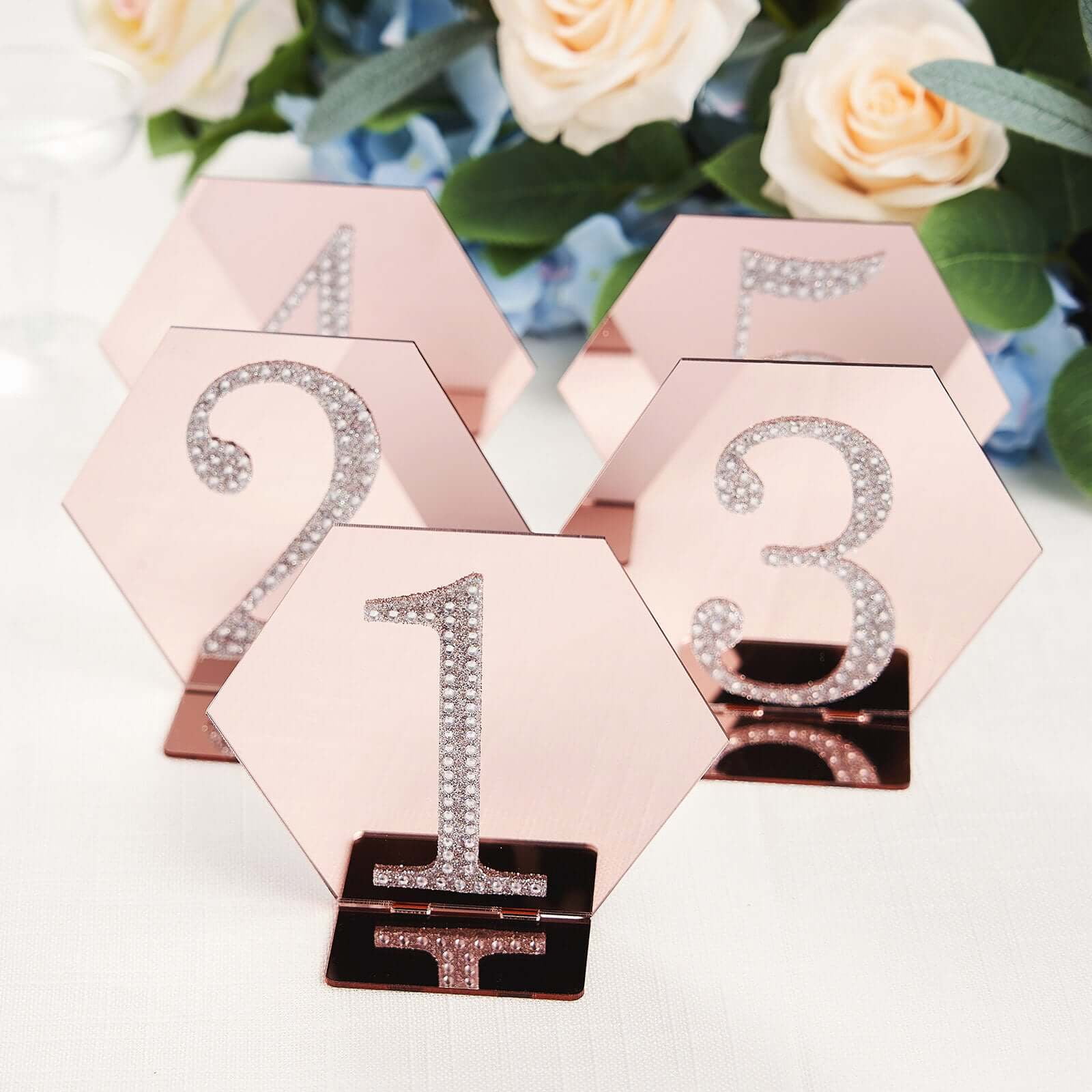 Efavormart 5 Pack - 5" Acrylic Wedding Table Number Stands, Hexagon ...