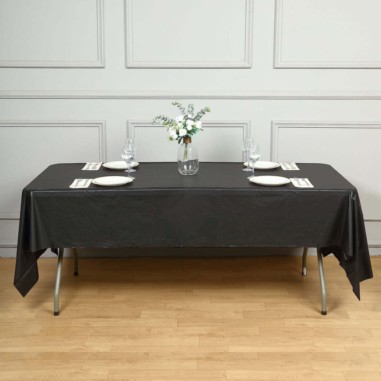 Efavormart 5 Pack Black Rectangle Plastic Table Covers, 54"x108" PVC ...
