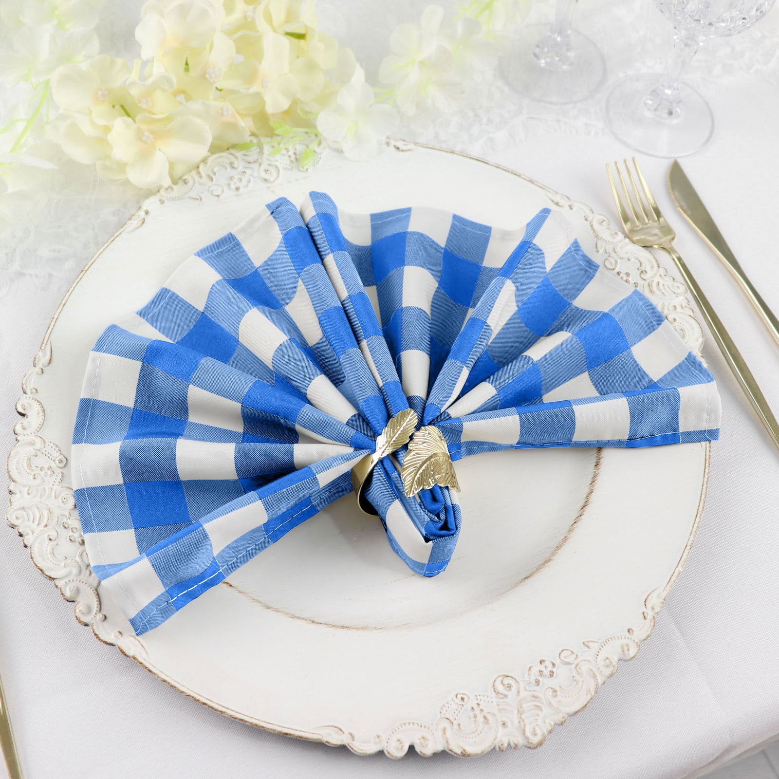 Efavormart 5 Pack | Blue/White Buffalo Plaid Cloth Dinner Napkins ...