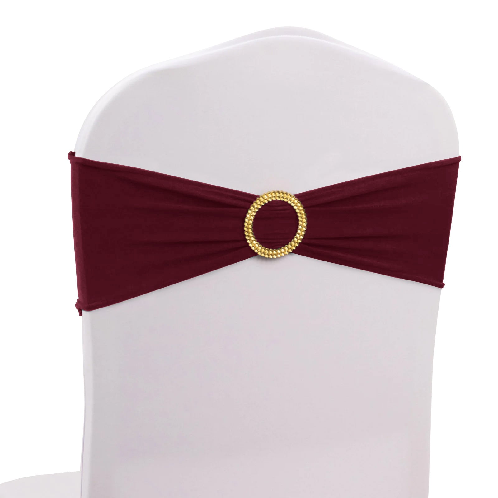 Efavormart 5 Pack Burgundy Spandex Chair Sashes with Gold Rhinestone ...