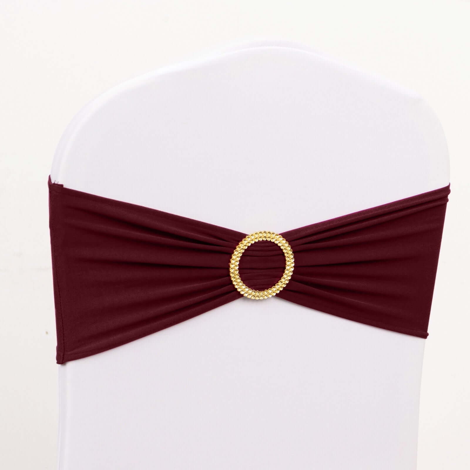 Efavormart 5 Pack Burgundy Spandex Chair Sashes with Gold Rhinestone ...