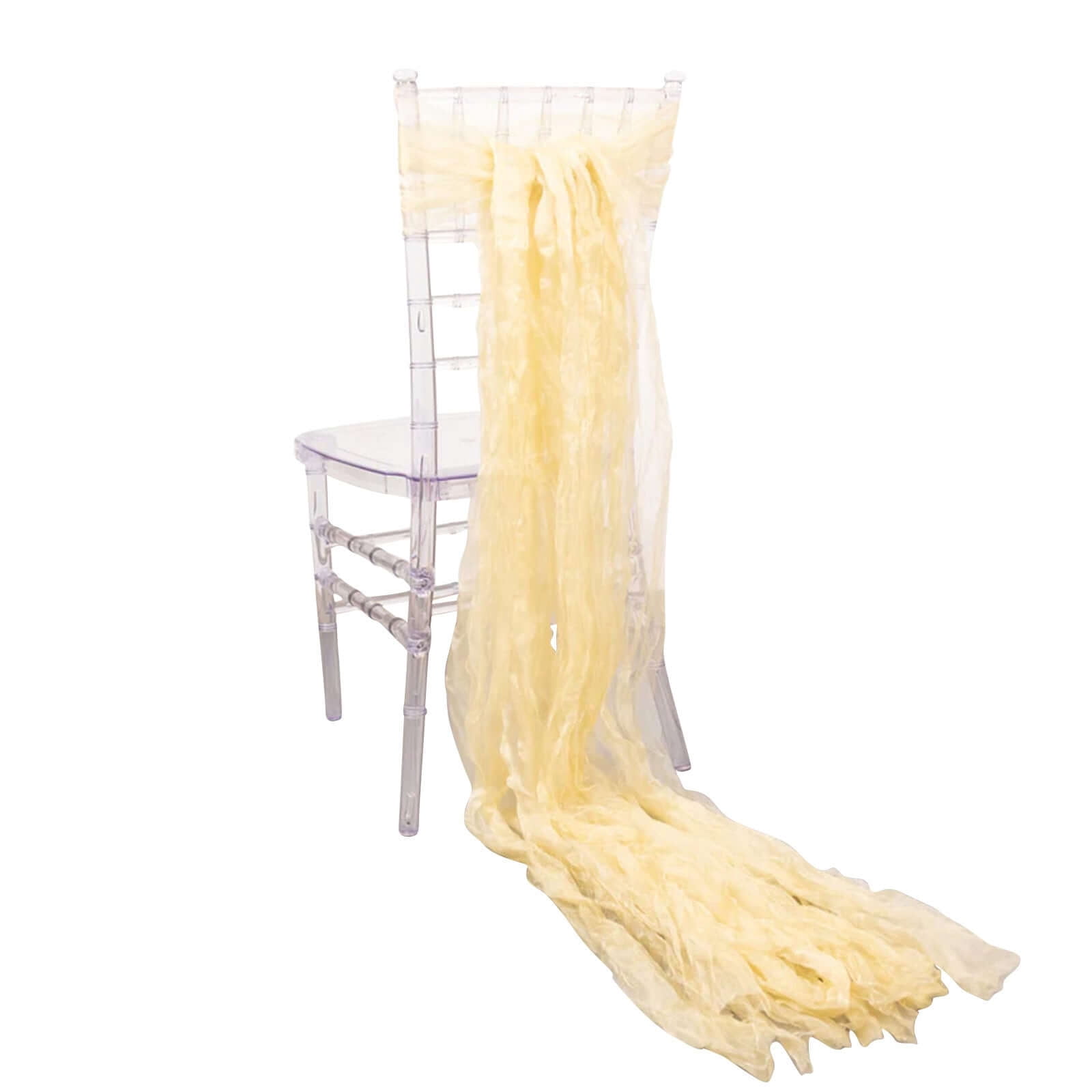 Efavormart 5 Pack Champagne Sheer Crinkled Organza Chair Sashes ...