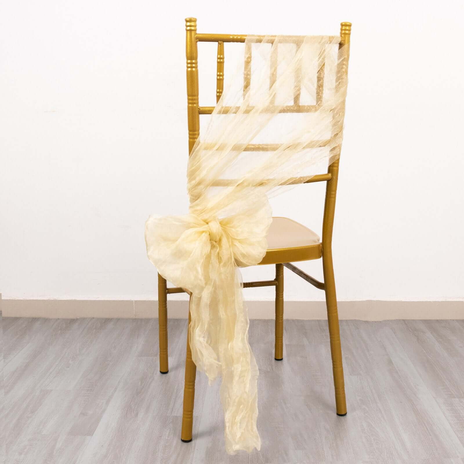Efavormart 5 Pack Champagne Sheer Crinkled Organza Chair Sashes ...