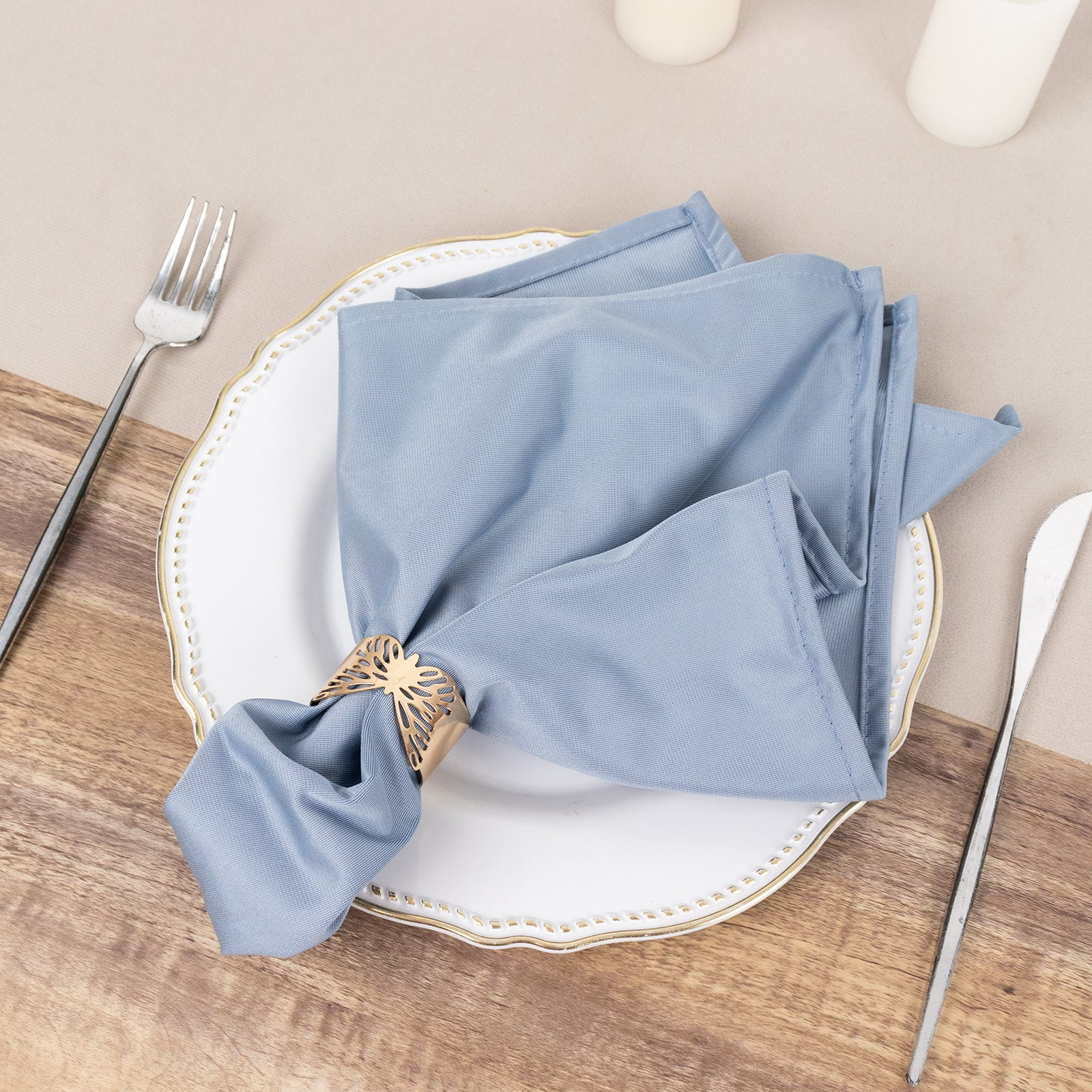 Efavormart 5 Pack Dusty Blue Premium Scuba Cloth Napkins, Wrinkle-Free ...