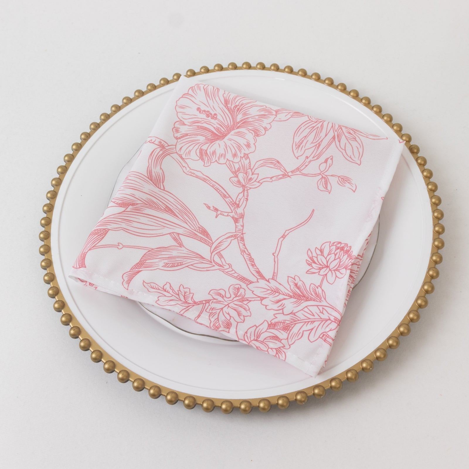 Efavormart 5-Pack French Toile Cloth Napkins – 17"x17" Pink and White ...