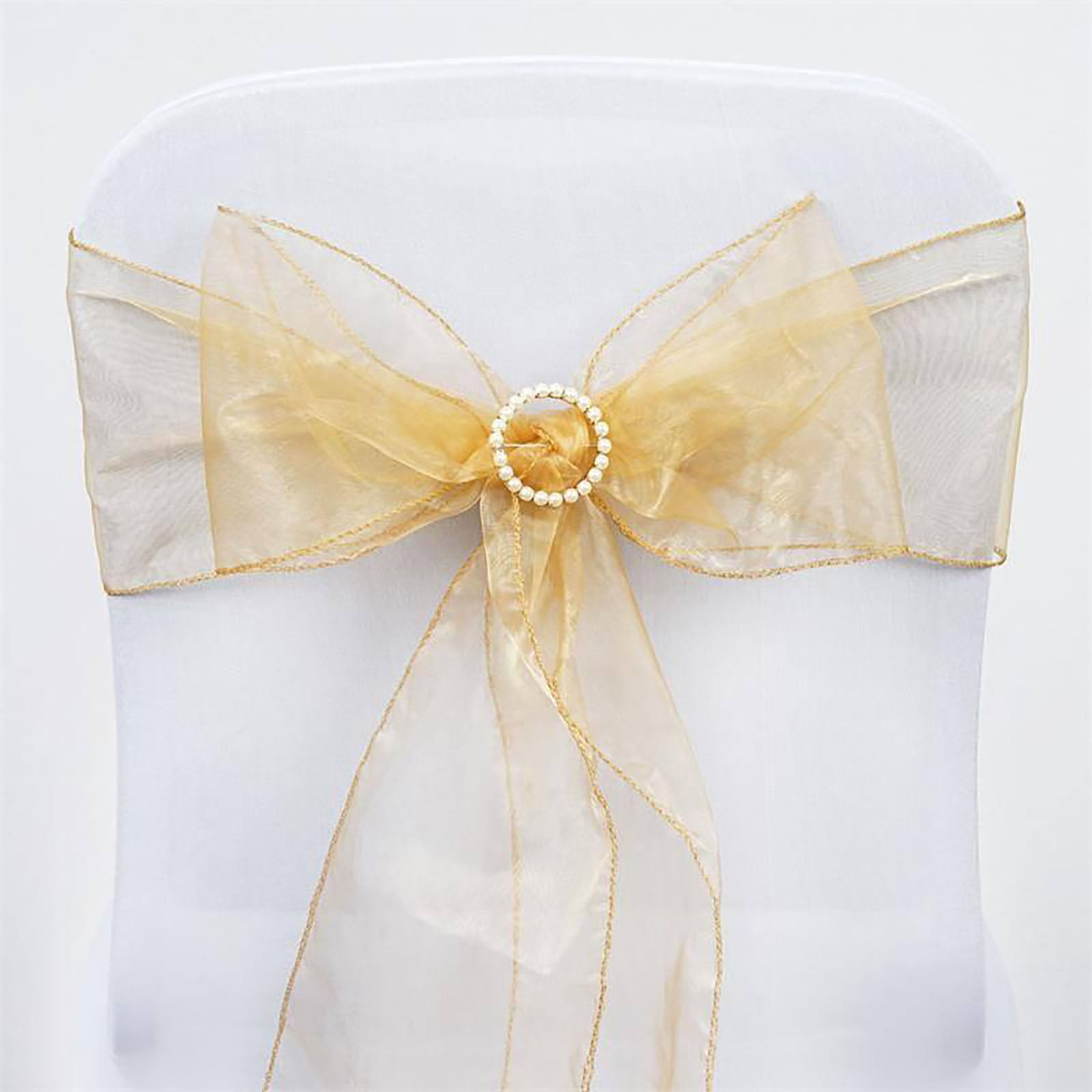 Efavormart 5 Pack | Gold Sheer Organza Chair Sashes - Walmart.com