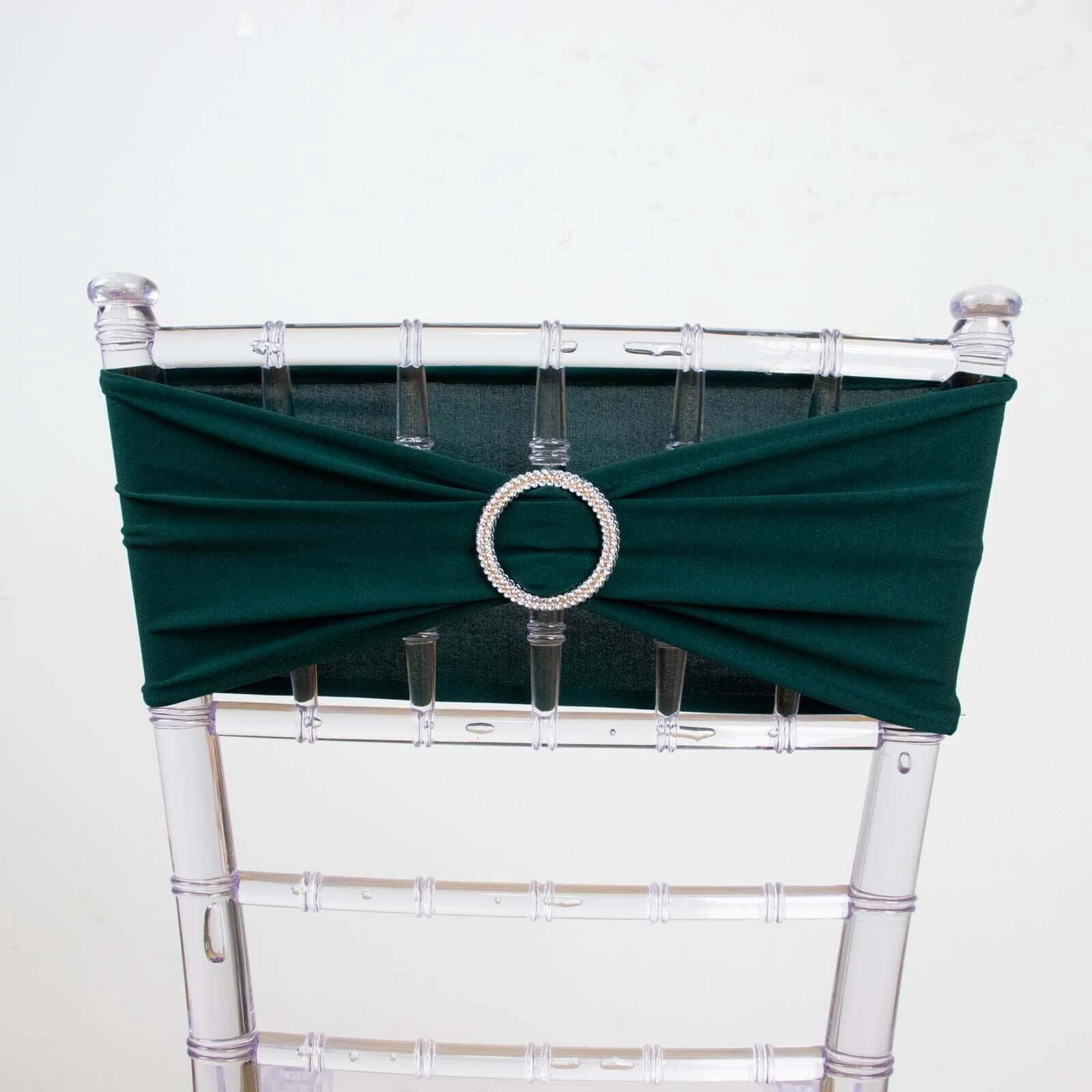 Efavormart 5 Pack Hunter Emerald Green Stretch Spandex Chair Sash With ...