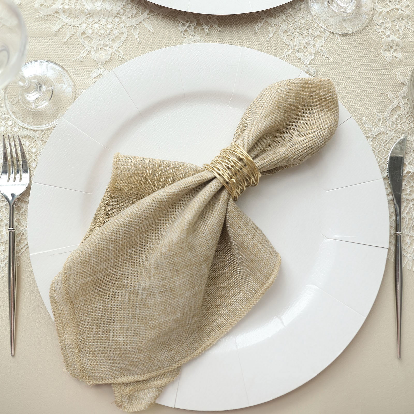 Efavormart 5 Pack | Natural Boho Chic Rustic Faux Jute Linen Dinner ...