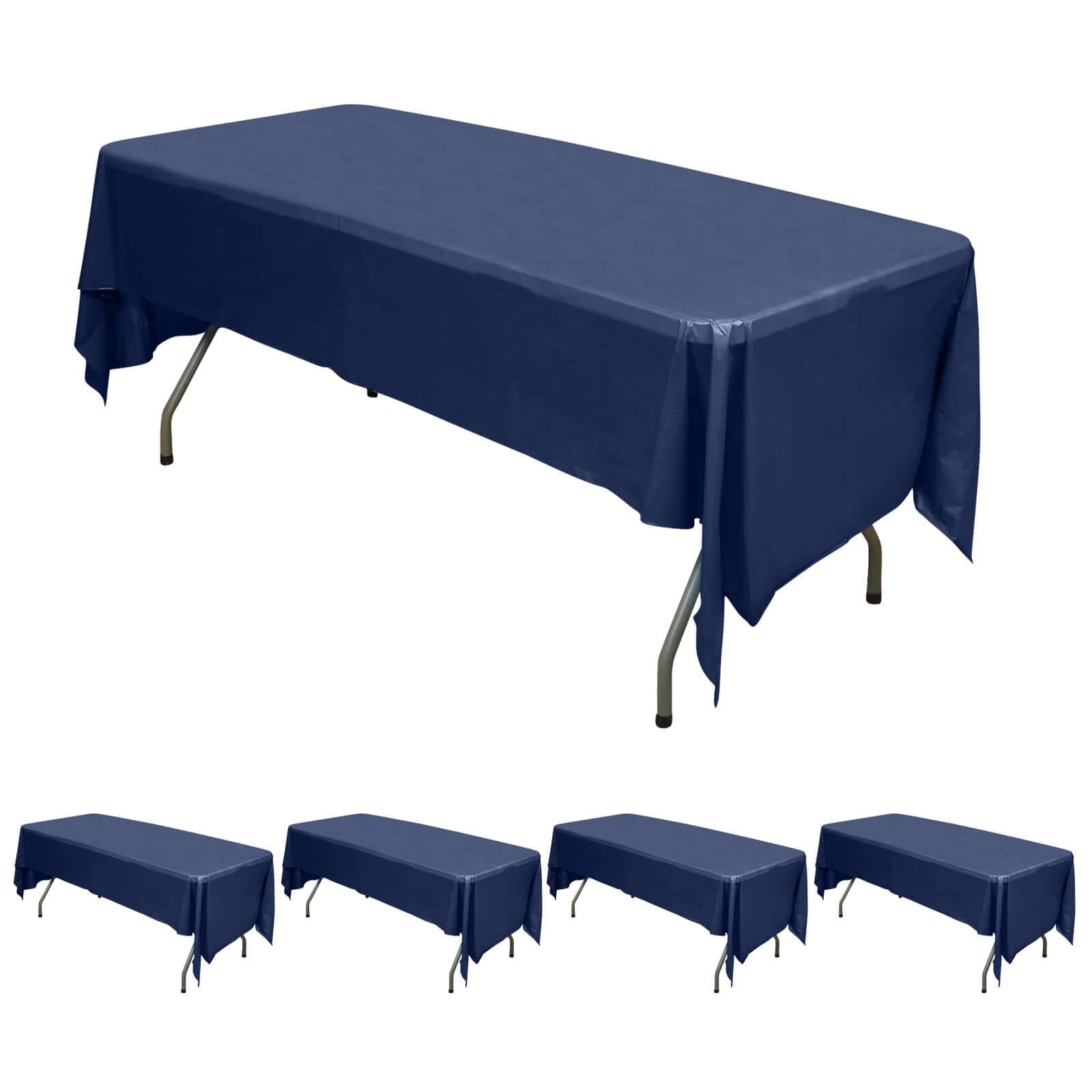 Efavormart 5 Pack Navy Blue Waterproof Plastic Tablecloths, PVC ...