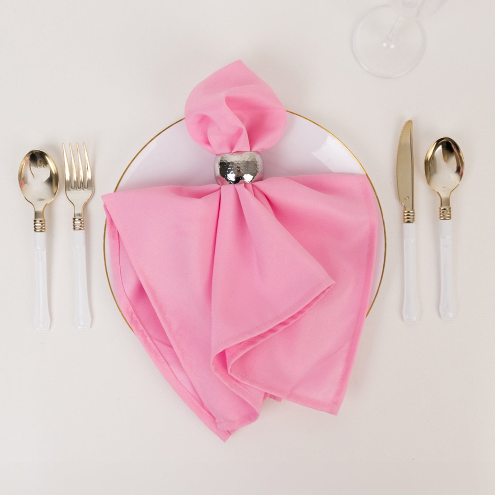 Efavormart 5 Pack Pink Premium Polyester Cloth Napkins with Hemmed ...