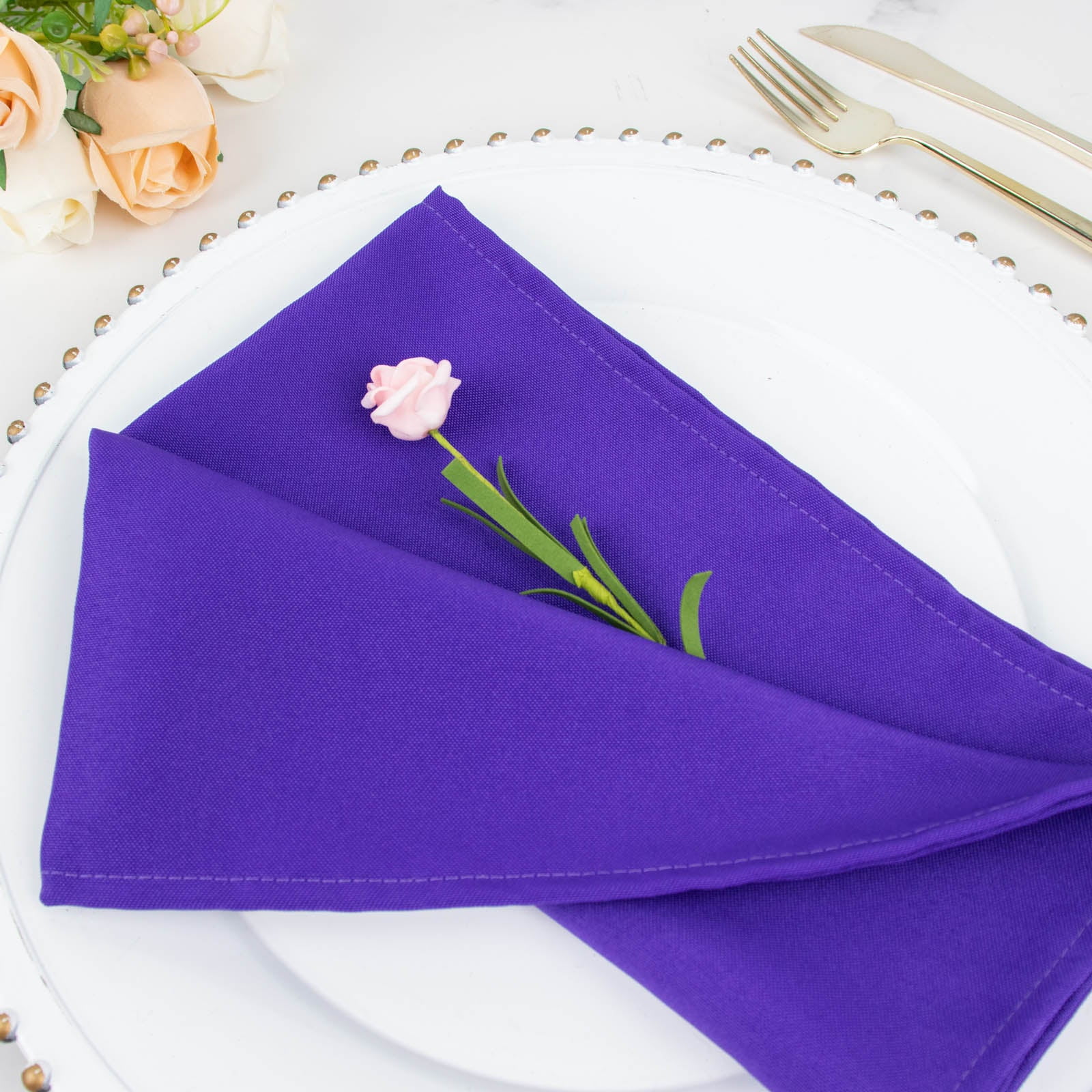 Efavormart 5 Pack | Purple 200 GSM Premium Polyester Dinner Napkins ...