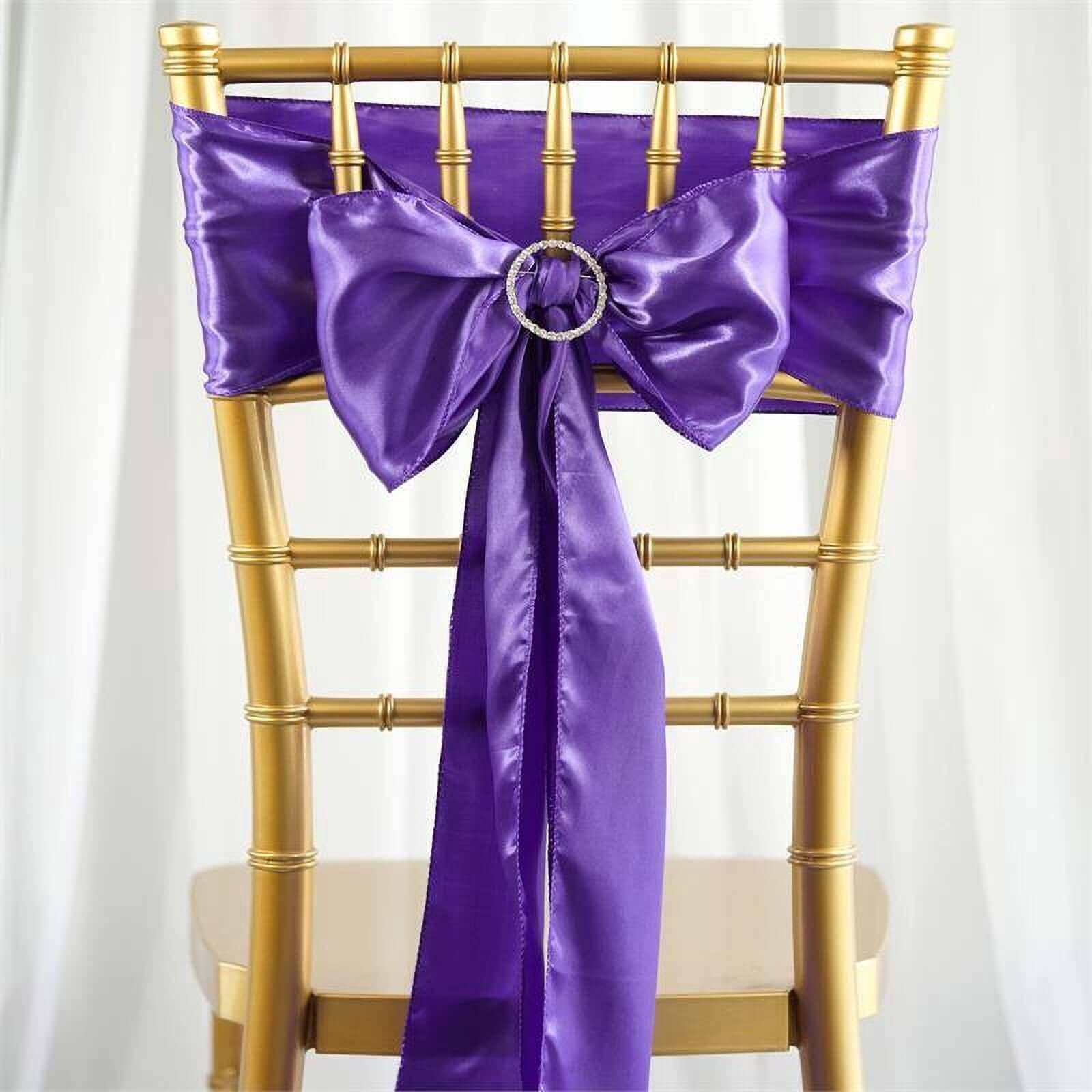 Efavormart 5 Pack | Purple Satin Chair Sashes | 6