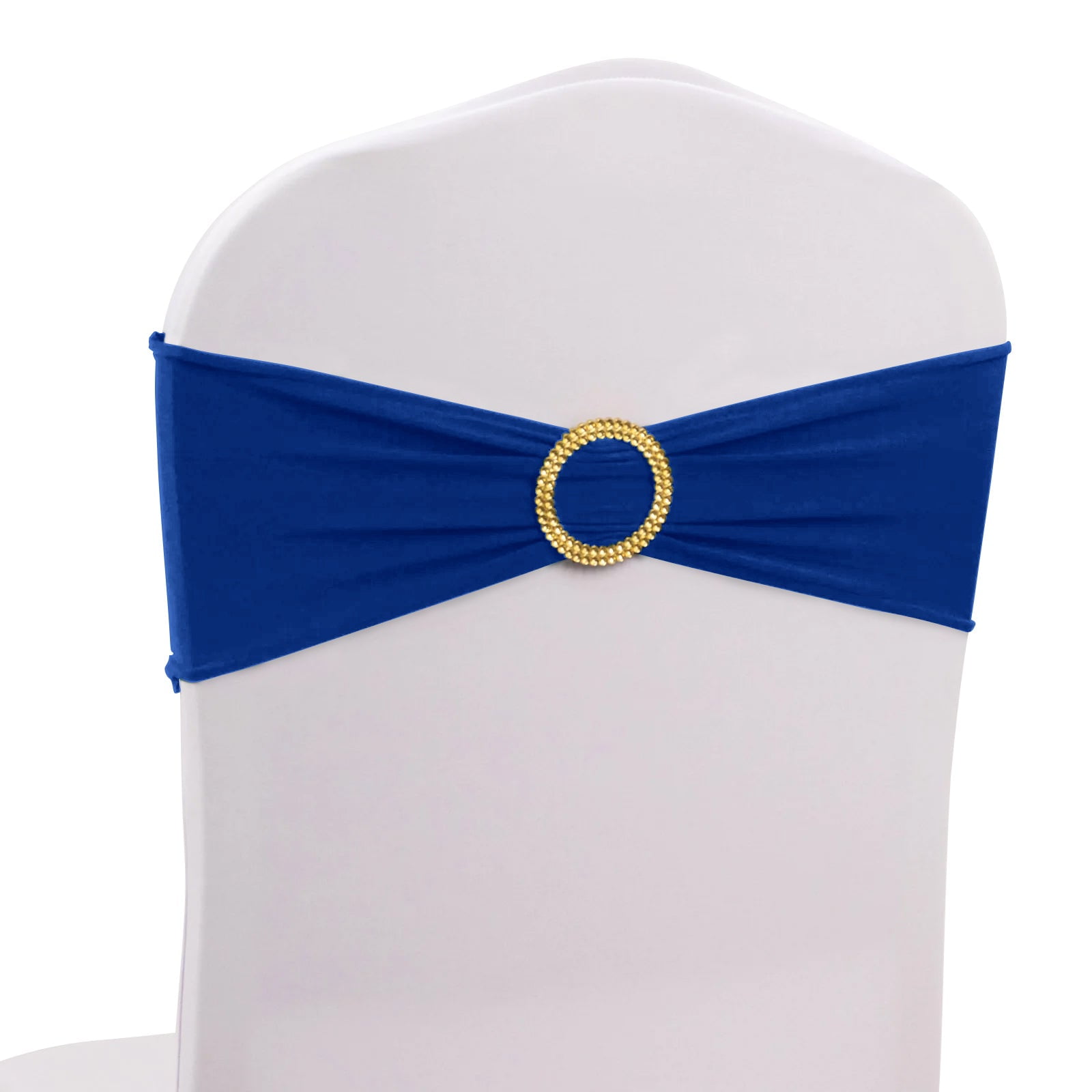 Efavormart 5 Pack Royal Blue Spandex Chair Sashes with Gold Rhinestone ...