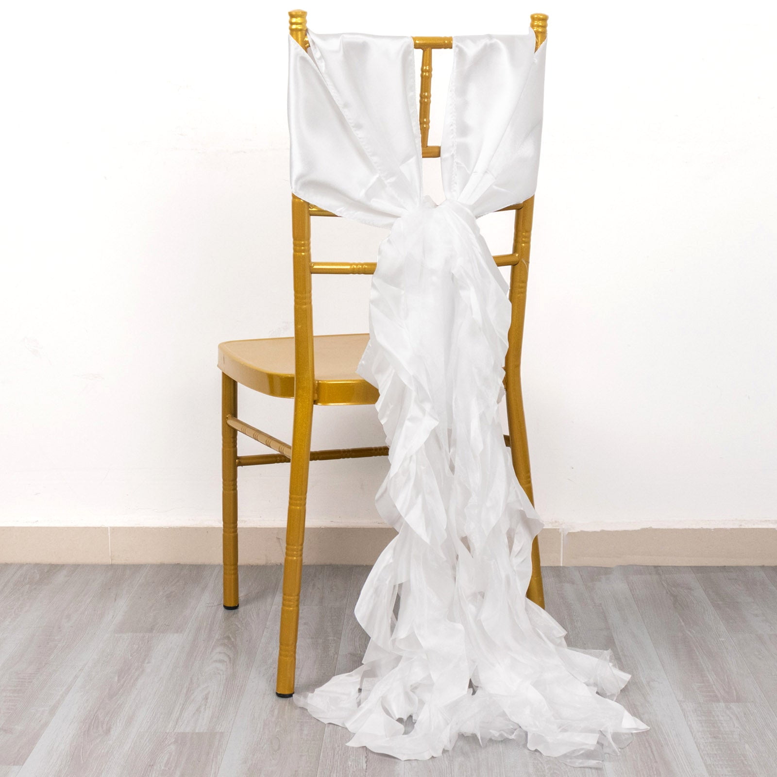 Efavormart 5 Pack White Curly Willow Chiffon Satin Chair Sashes ...