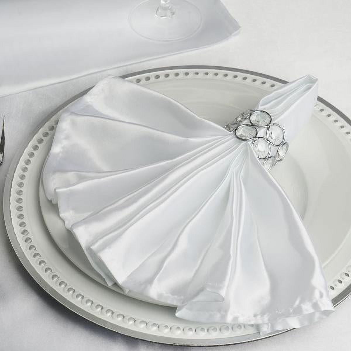 Efavormart 5 Pack | White Seamless Satin Cloth Dinner Napkins, Wrinkle ...