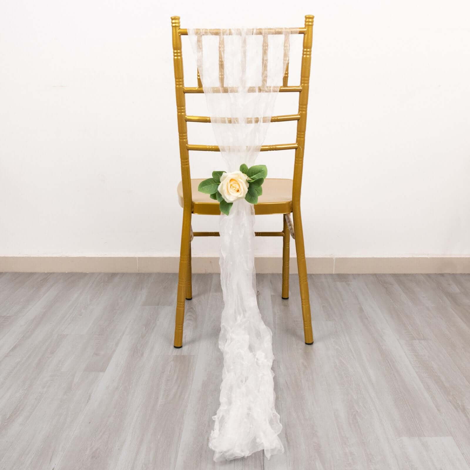 Efavormart 5 Pack White Sheer Crinkled Organza Chair Sashes, Premium ...