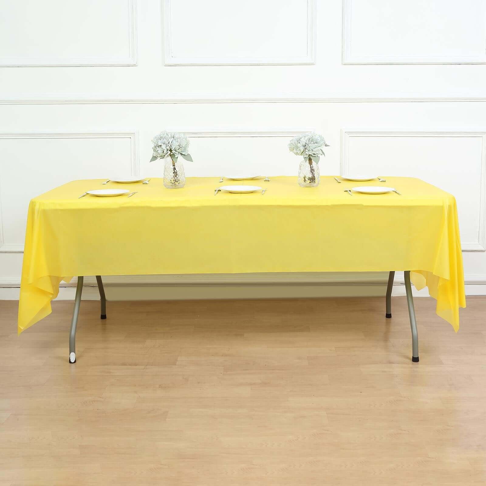 Efavormart 5 Pack Yellow Rectangle Plastic Table Covers, 54"x108" PVC ...