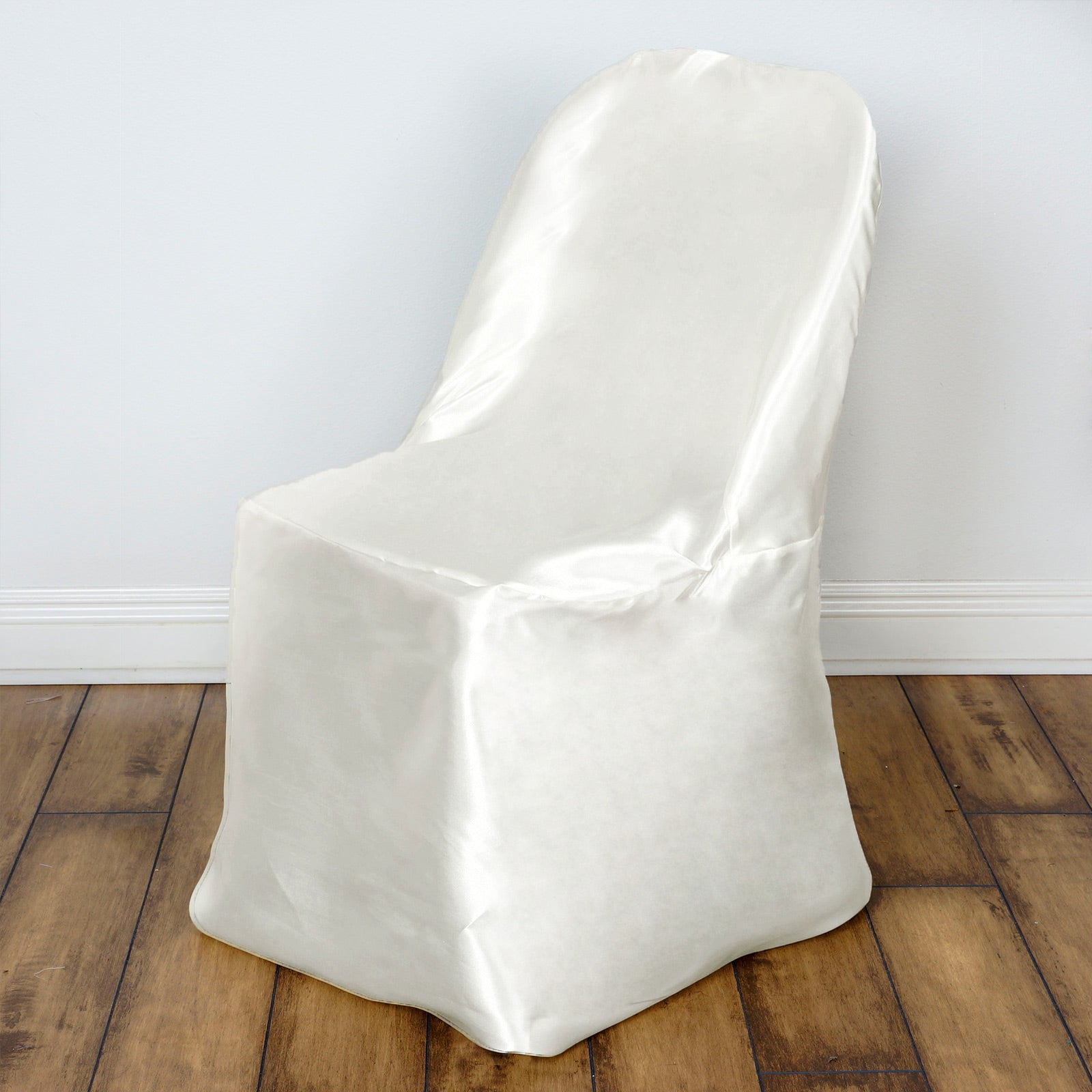 Efavormart 50 PCS Ivory Glossy Satin Folding Chair Covers, Reusable ...