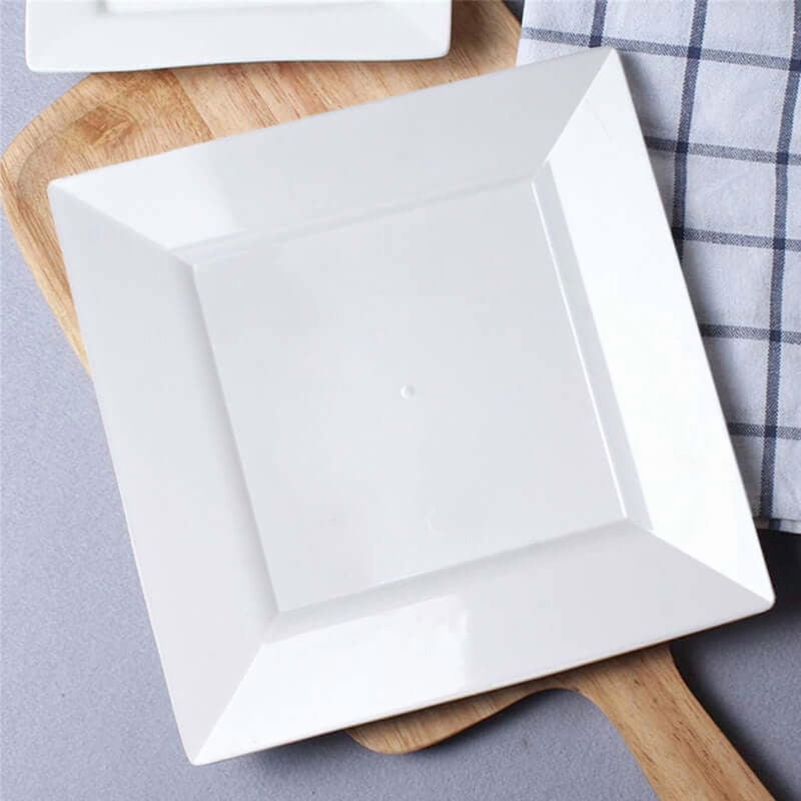 Efavormart 50 Pack - 10" White Square Disposable Plastic Dinner Plates ...