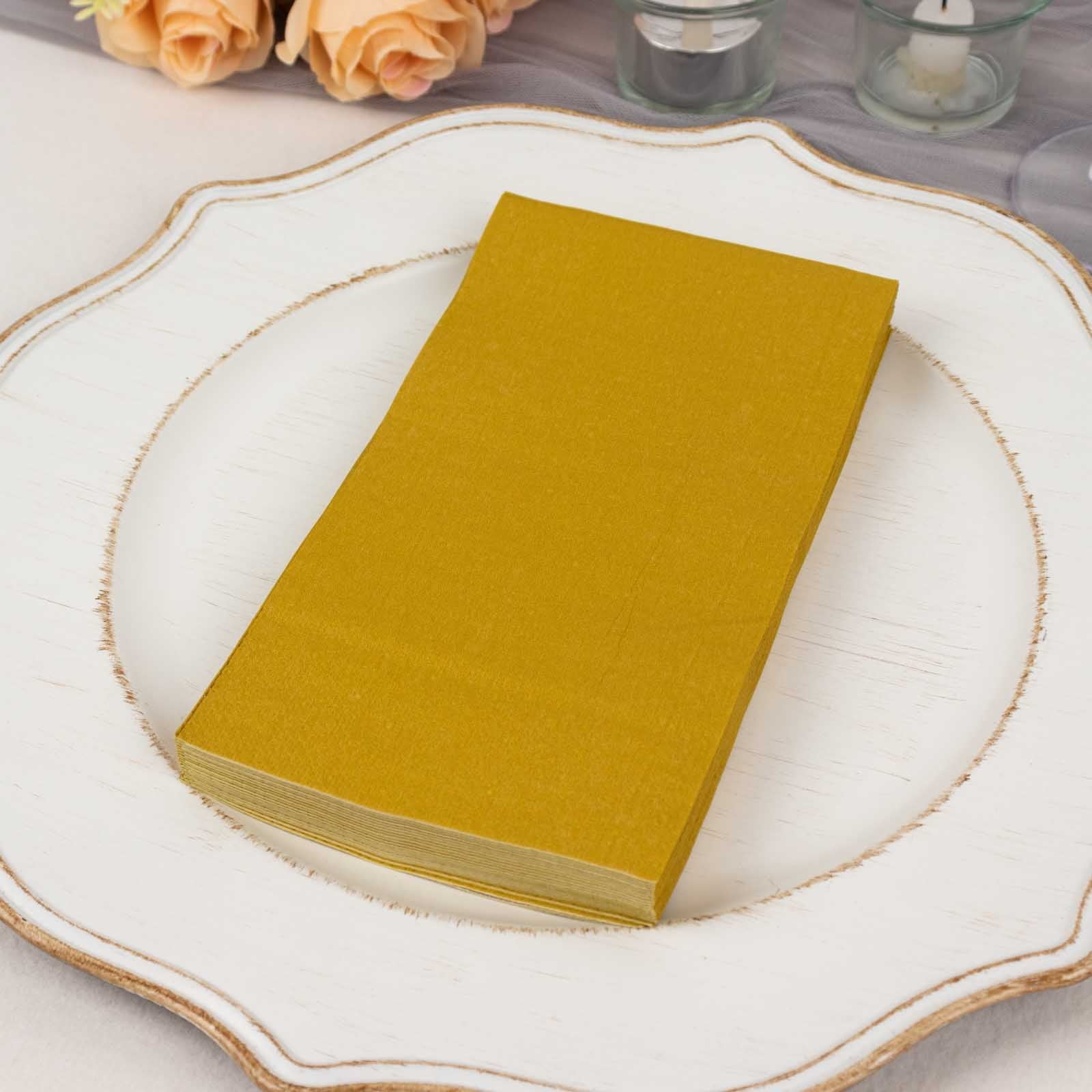 Efavormart 50 Pack | 2 Ply Soft Gold Dinner Party Paper Napkins ...