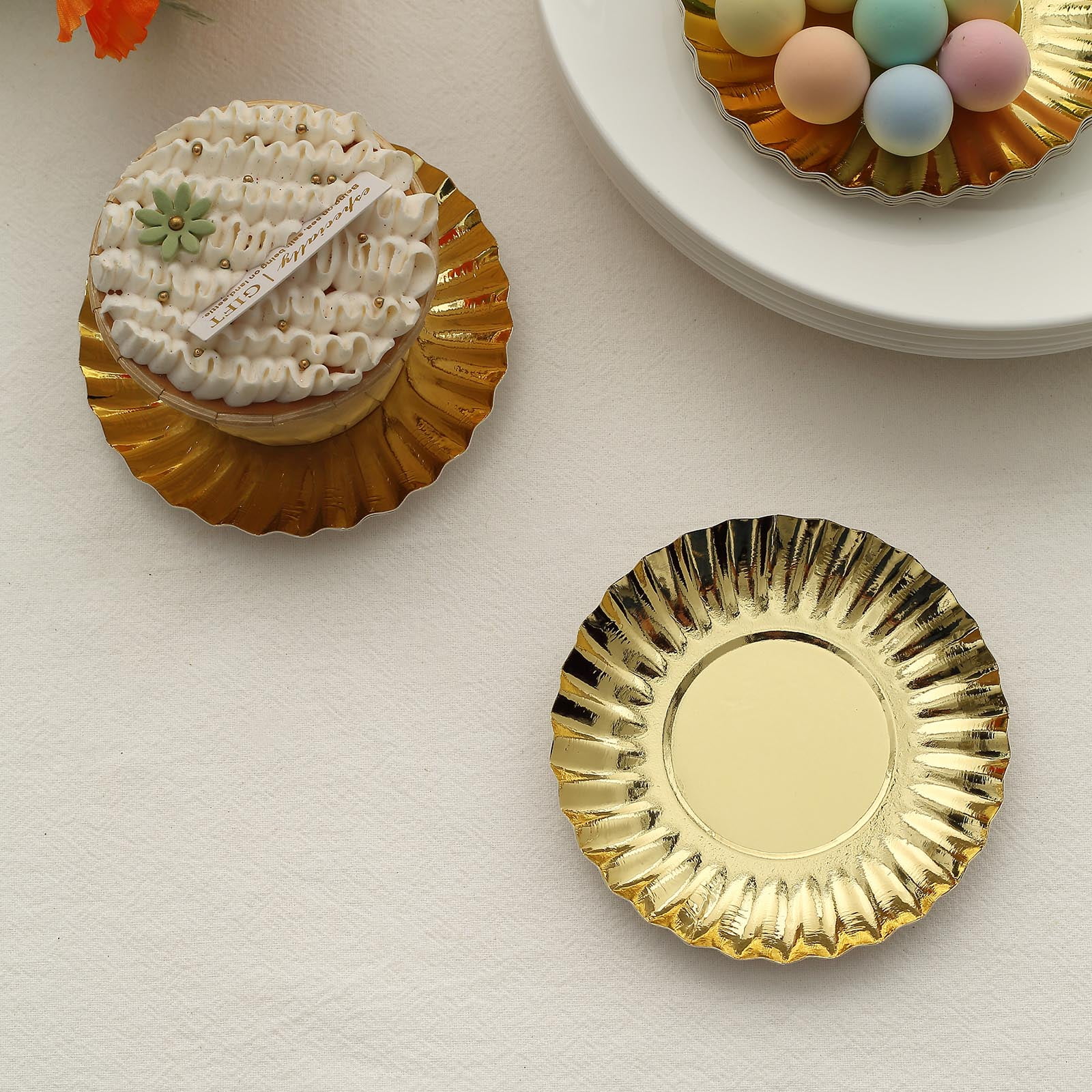 Efavormart 50 Pack | 3.5" Metallic Gold Scalloped Rim Mini Paper ...