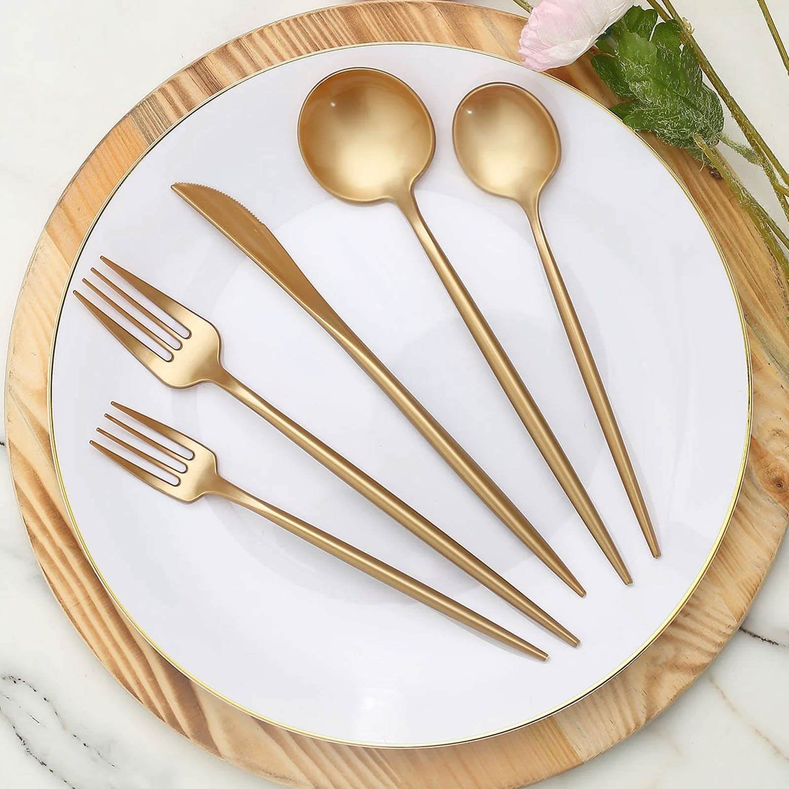 Efavormart 50Pc Sturdy & Durable Gold Plastic Silverware Set, Heavy ...
