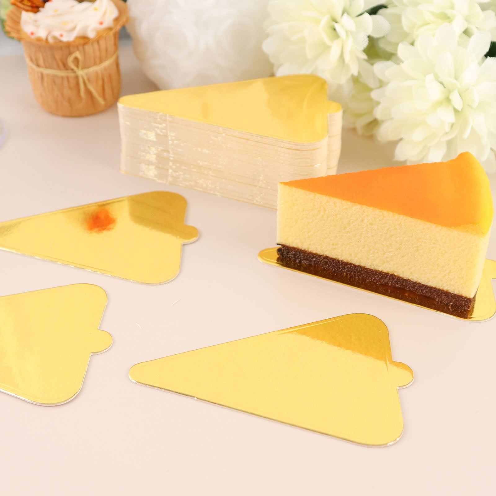 Efavormart 50 Pack | Mini Gold Triangle Dessert Slice Paper Trays, Cake ...