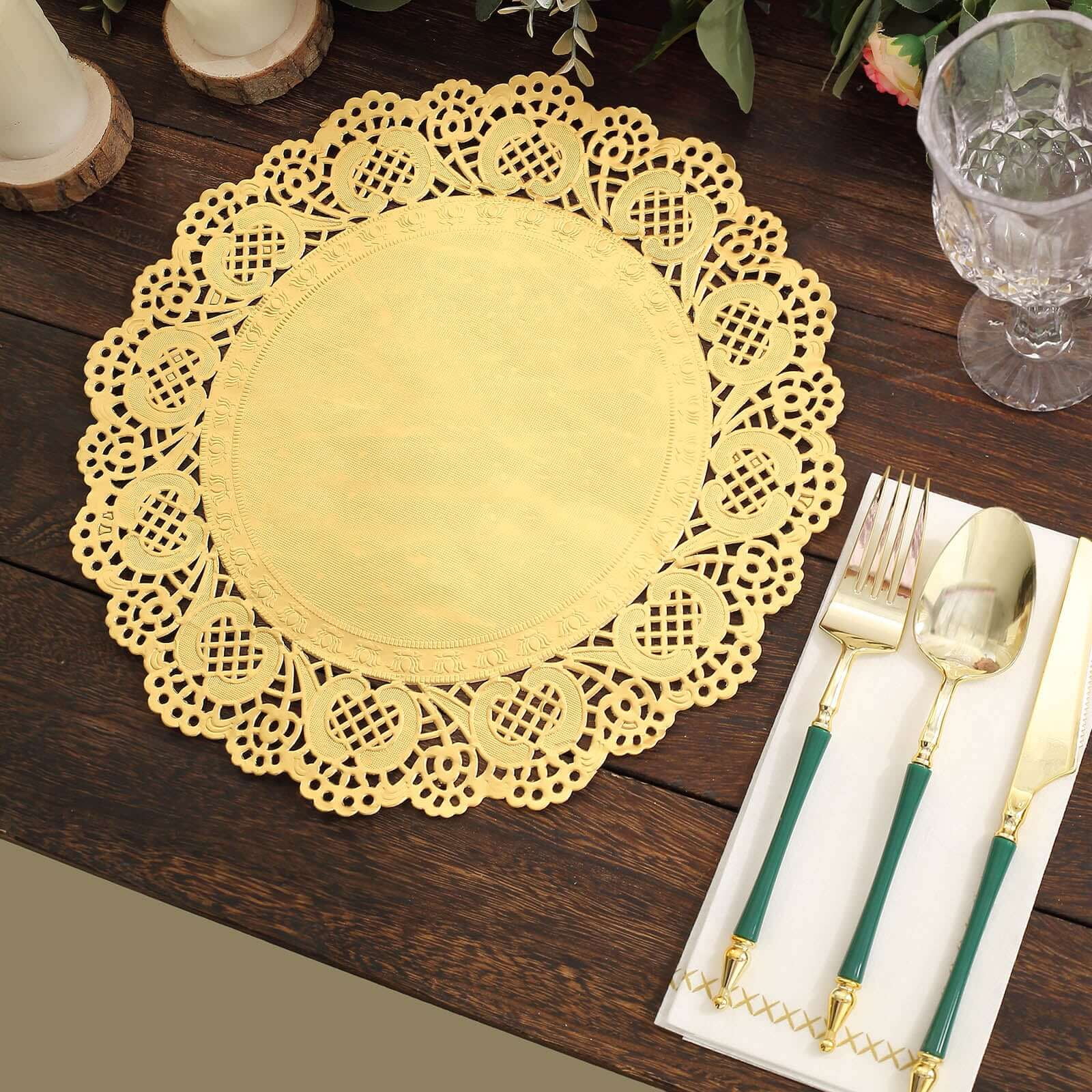 Efavormart 50 Pack Round Gold Paper Doilies, Food Grade Lace Paper ...
