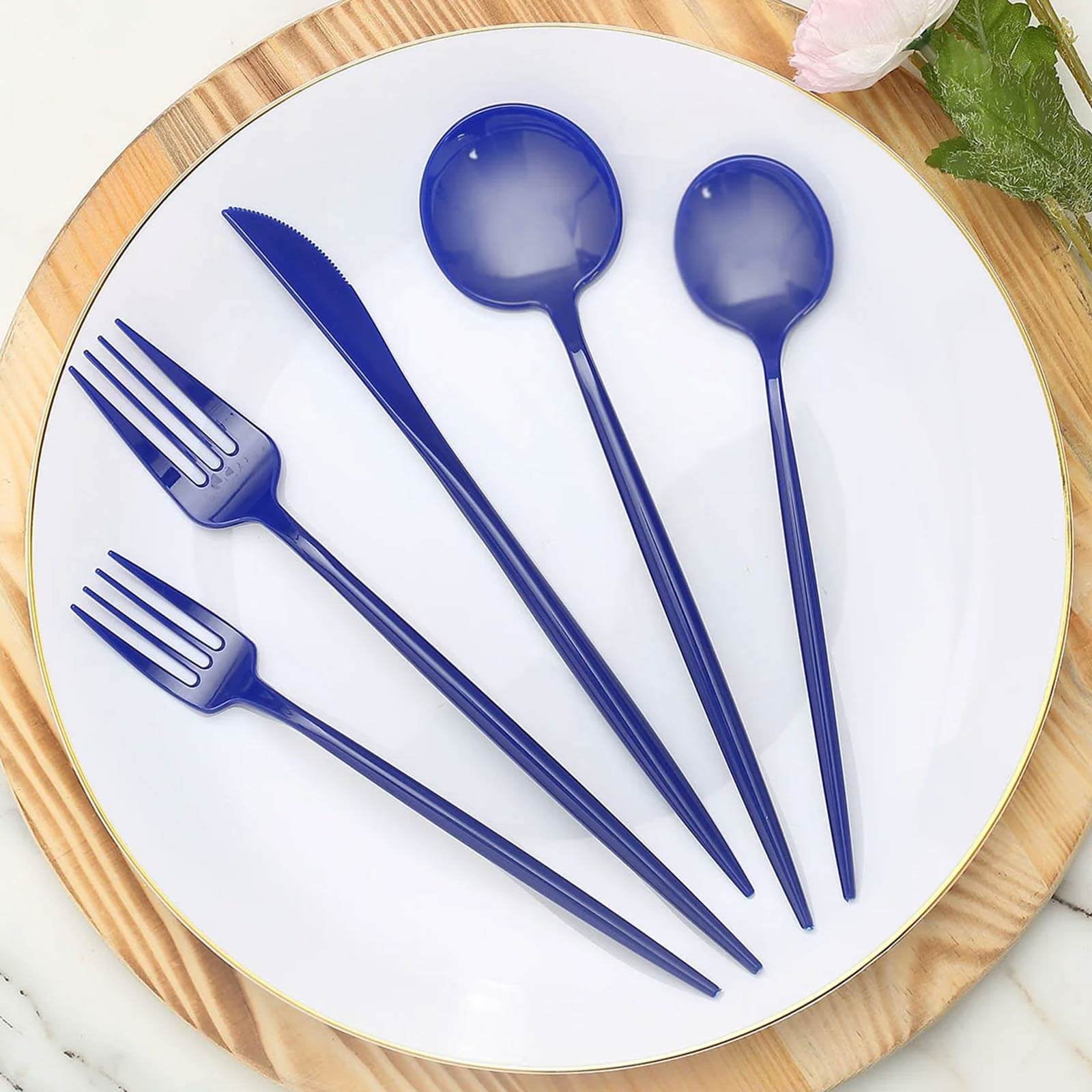 Efavormart 50 Pack | Royal Blue Heavy Duty Plastic Silverware Set ...