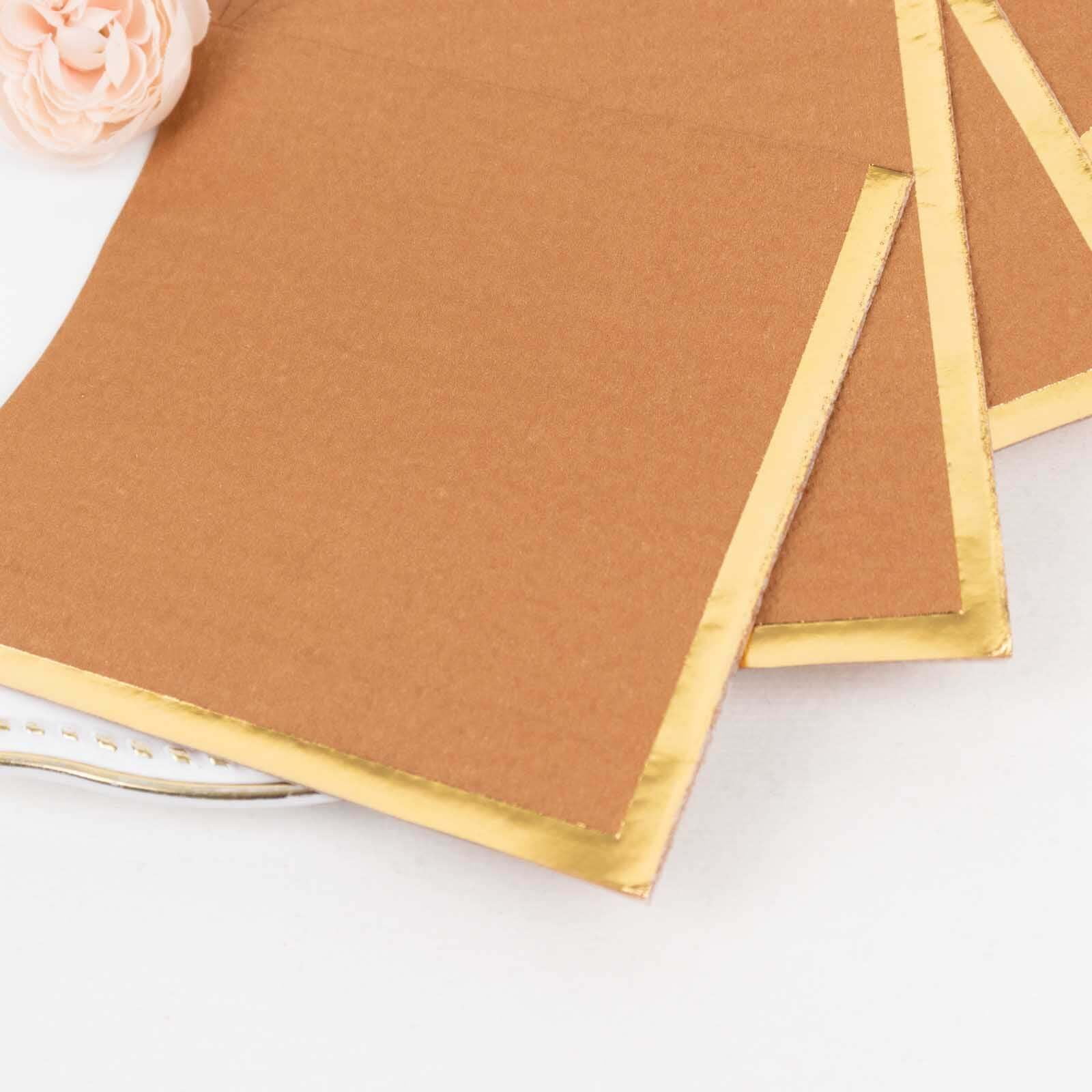 Efavormart 50 Pack Terracotta (Rust) Paper Beverage Napkins with Gold ...