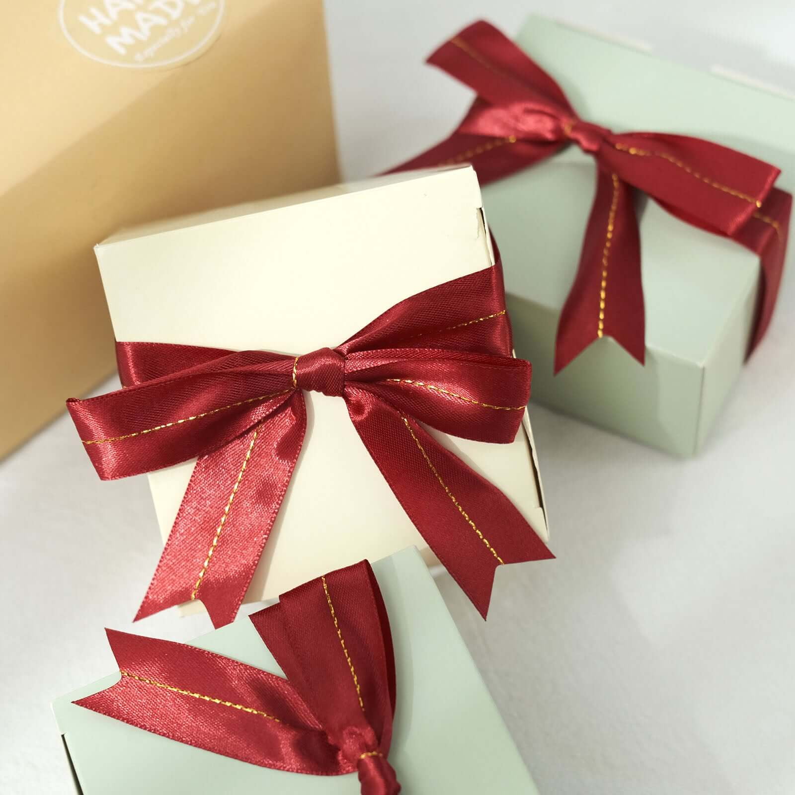 Efavormart 50 Pcs | 10" Burgundy Pre Tied Ribbon Bows, Satin Ribbon ...