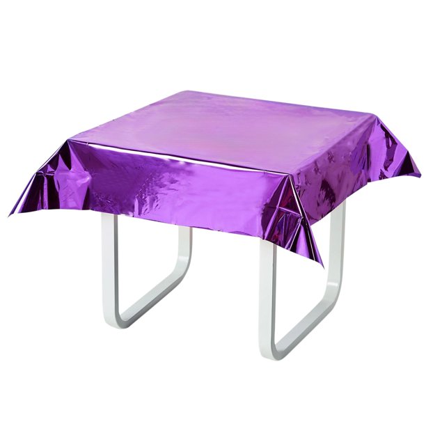Efavormart 50"x50" Metallic Foil Square Tablecloth, Disposable Table Cover - Purple for Wedding ...