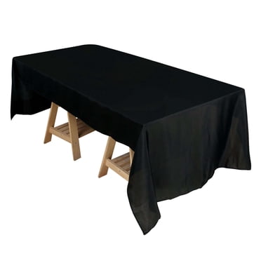 Efavormart 6FT Fitted Black Polyester Rectangular Table Cover for ...