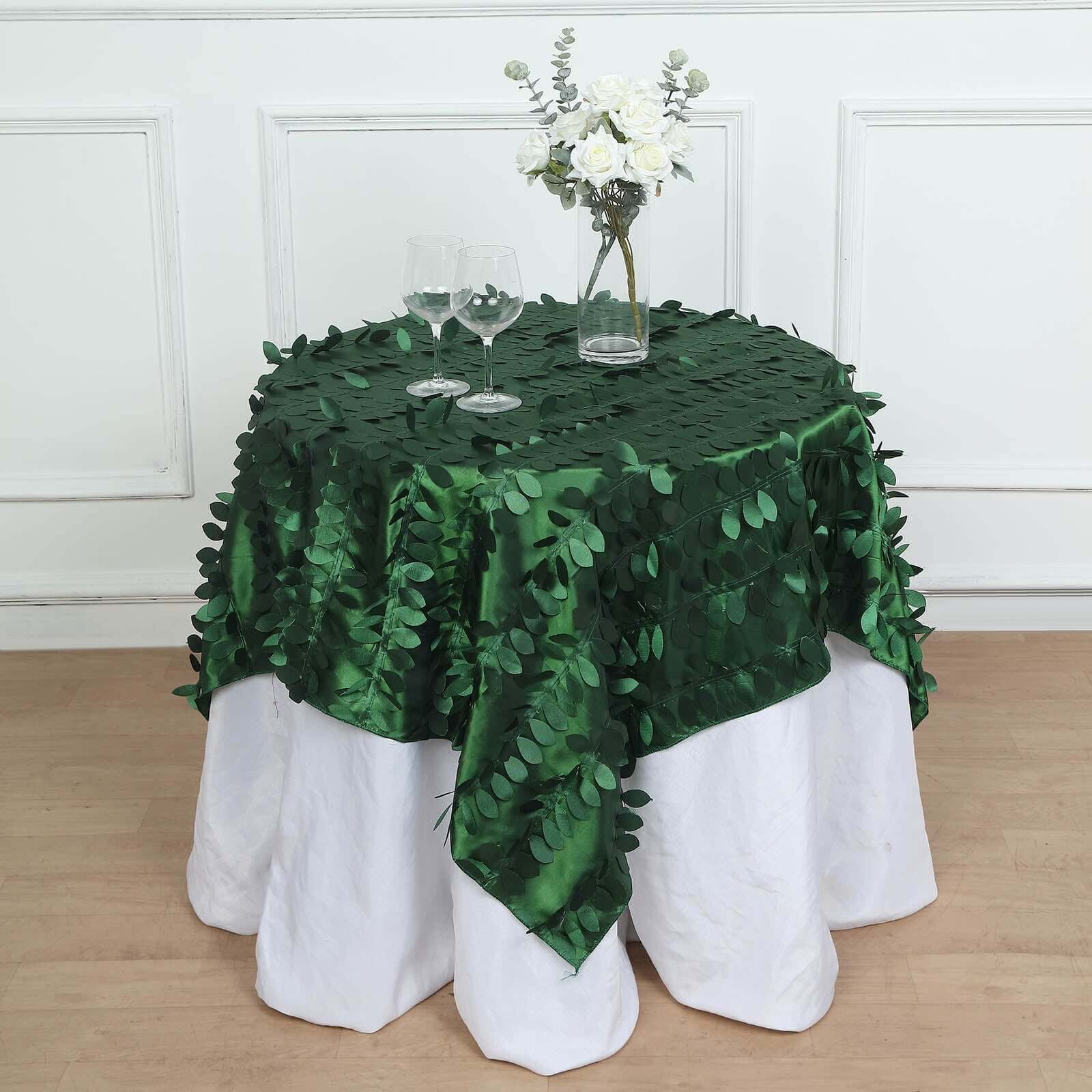 Efavormart 54" Square Leaf Petal Taffeta Tablecloth - Decorative 3D ...