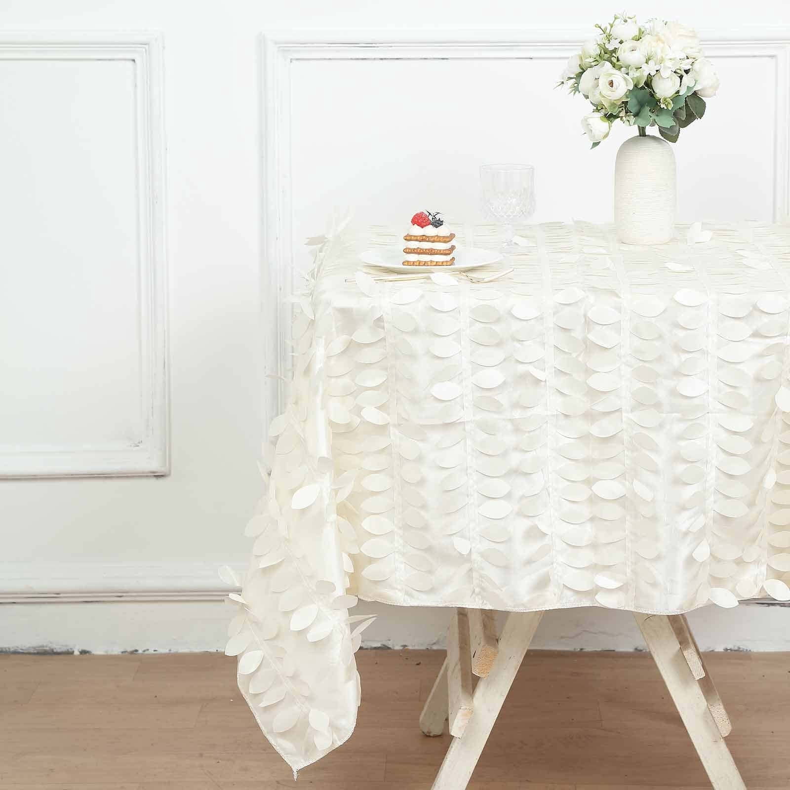 Efavormart 54" Square Leaf Petal Taffeta Tablecloth - Decorative 3D ...