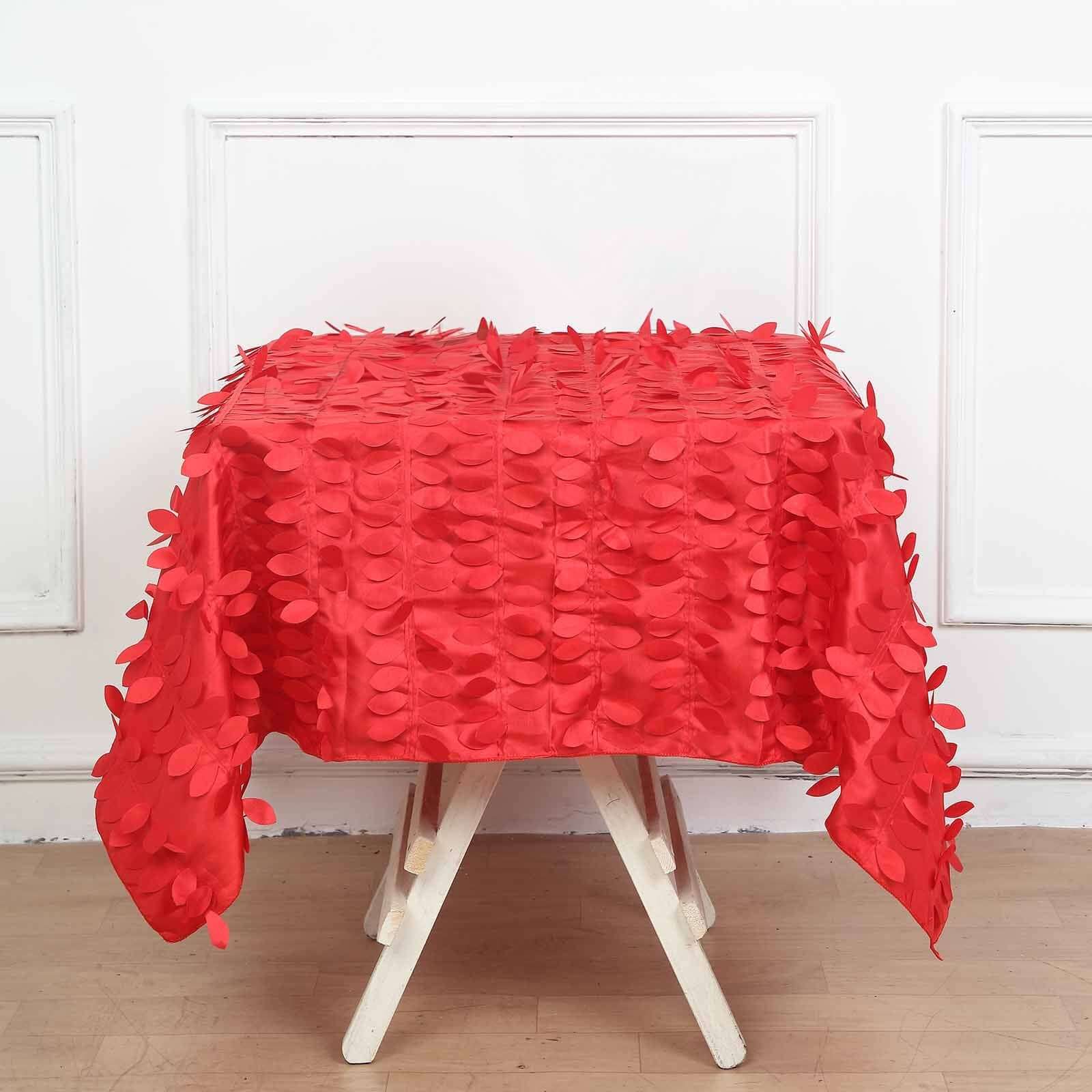 Efavormart 54" Square Leaf Petal Taffeta Tablecloth - Decorative 3D ...
