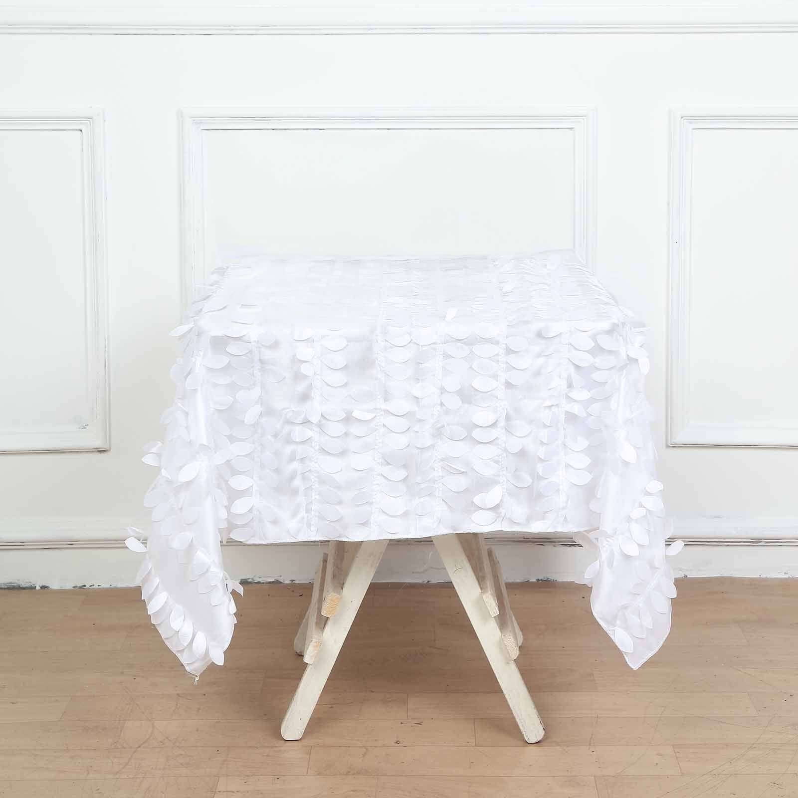 Efavormart 54" Square Leaf Petal Taffeta Tablecloth - Decorative 3D ...