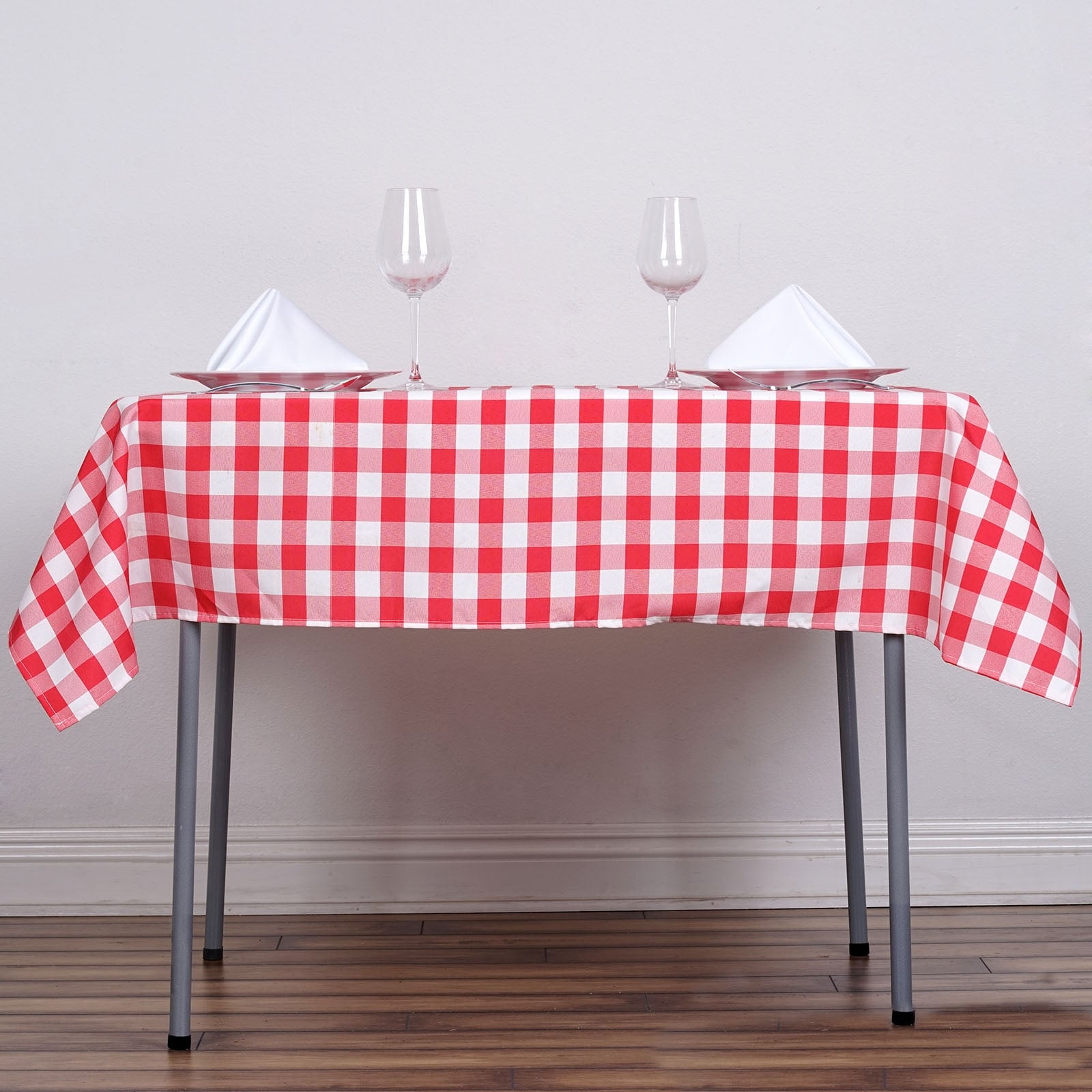 Efavormart 54" Square WHITE / RED Checkered Wholesale Gingham Polyester ...