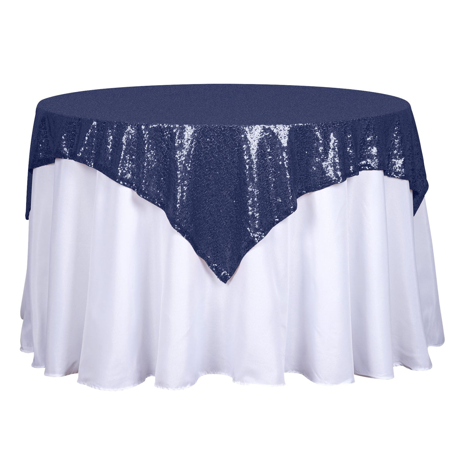 Efavormart 54" x 54" Wholesale Premium Navy Blue Table Cover Sparkly ...