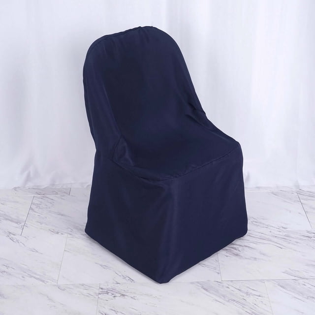 Efavormart 5PCS Navy Linen Polyester Folding Chair Cover Dinning Chair ...