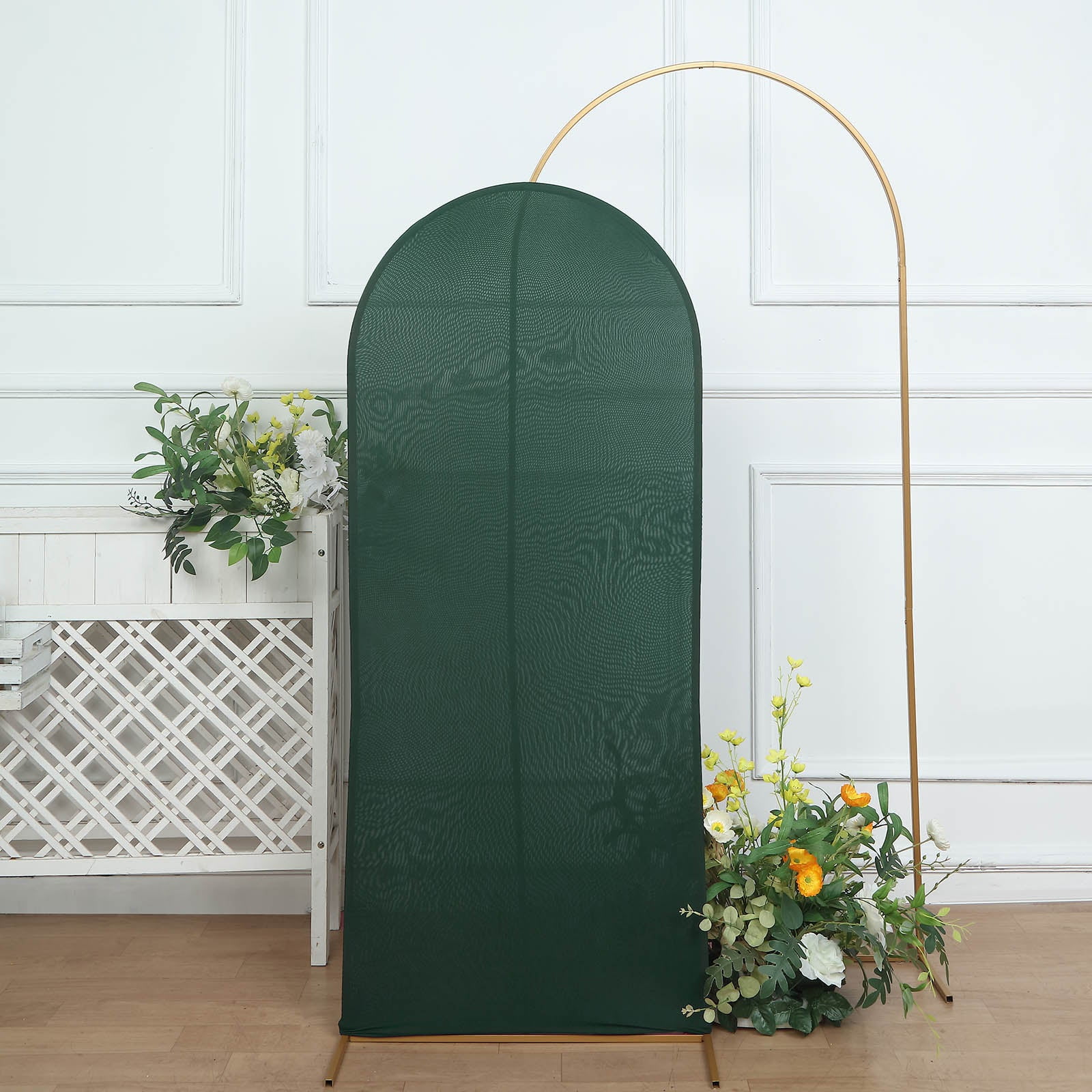 Efavormart 5ft Hunter Emerald Green Spandex Fit Round Top Backdrop ...