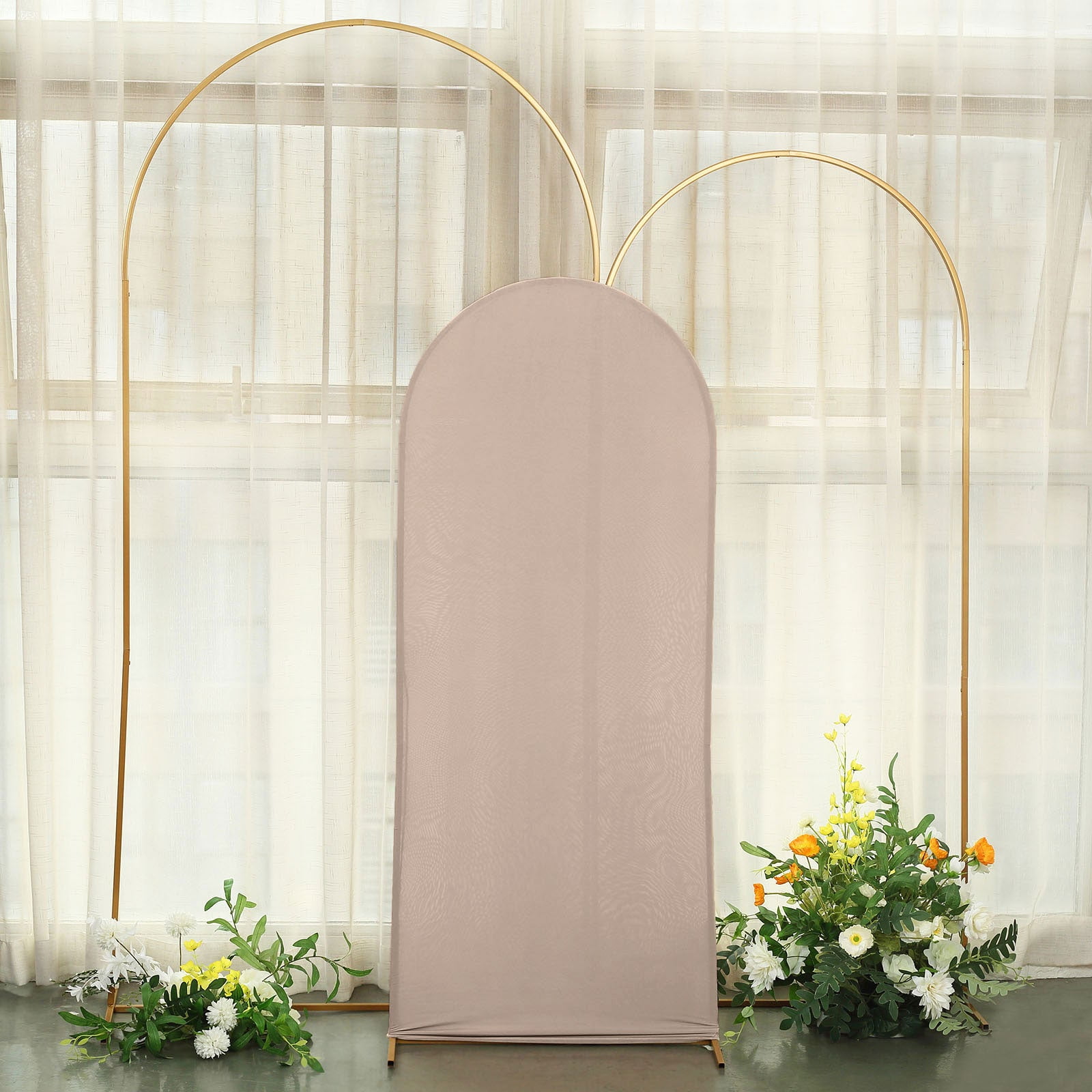 Efavormart 5ft Matte Nude Spandex Fit Round Top Backdrop Frame Stand ...