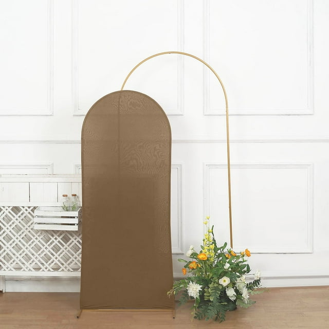 Efavormart 5ft Matte Taupe Spandex Fit Round Top Backdrop Frame Stand ...